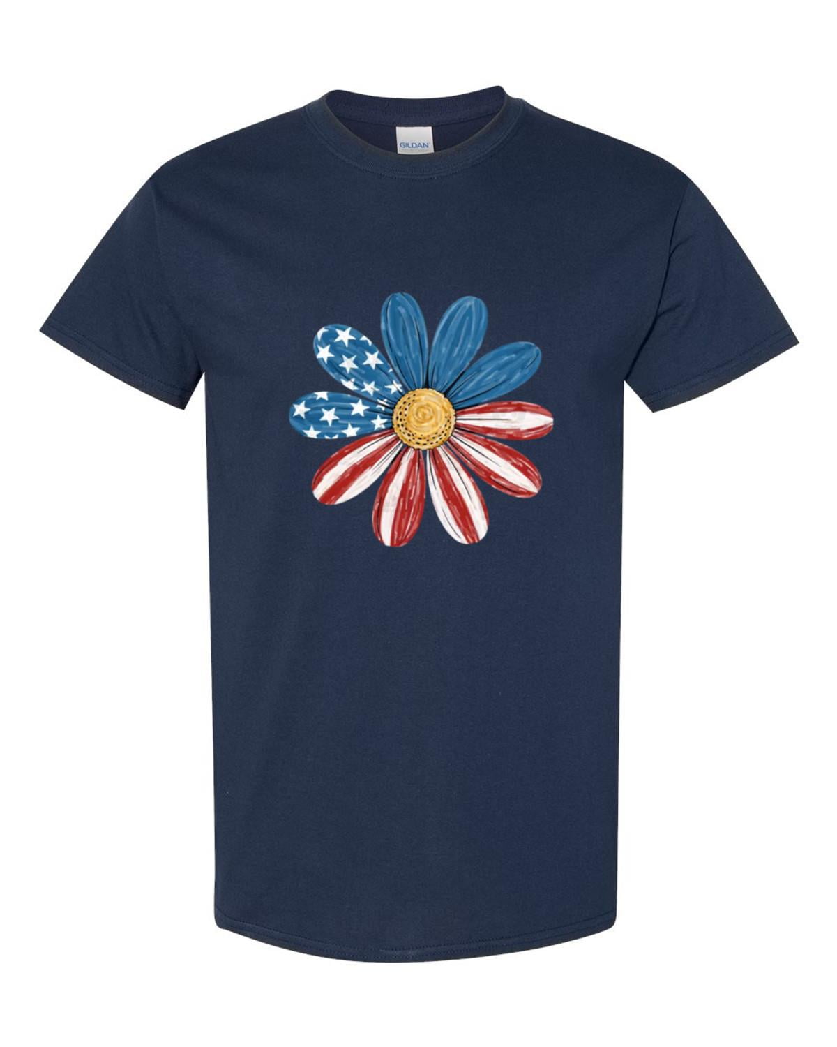 July 4th Daisy T-Shirt Design Patriotic Floral Look, for men & women, up to size 5XL - Walmart.com