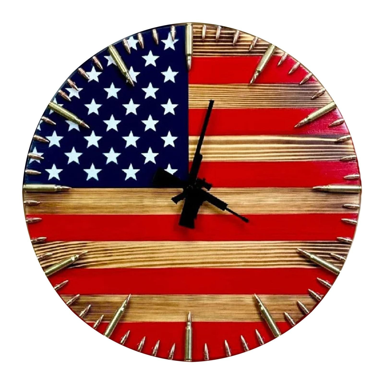 Patriotic American Flag Wall Clock with Design Unique Home Decor for ...