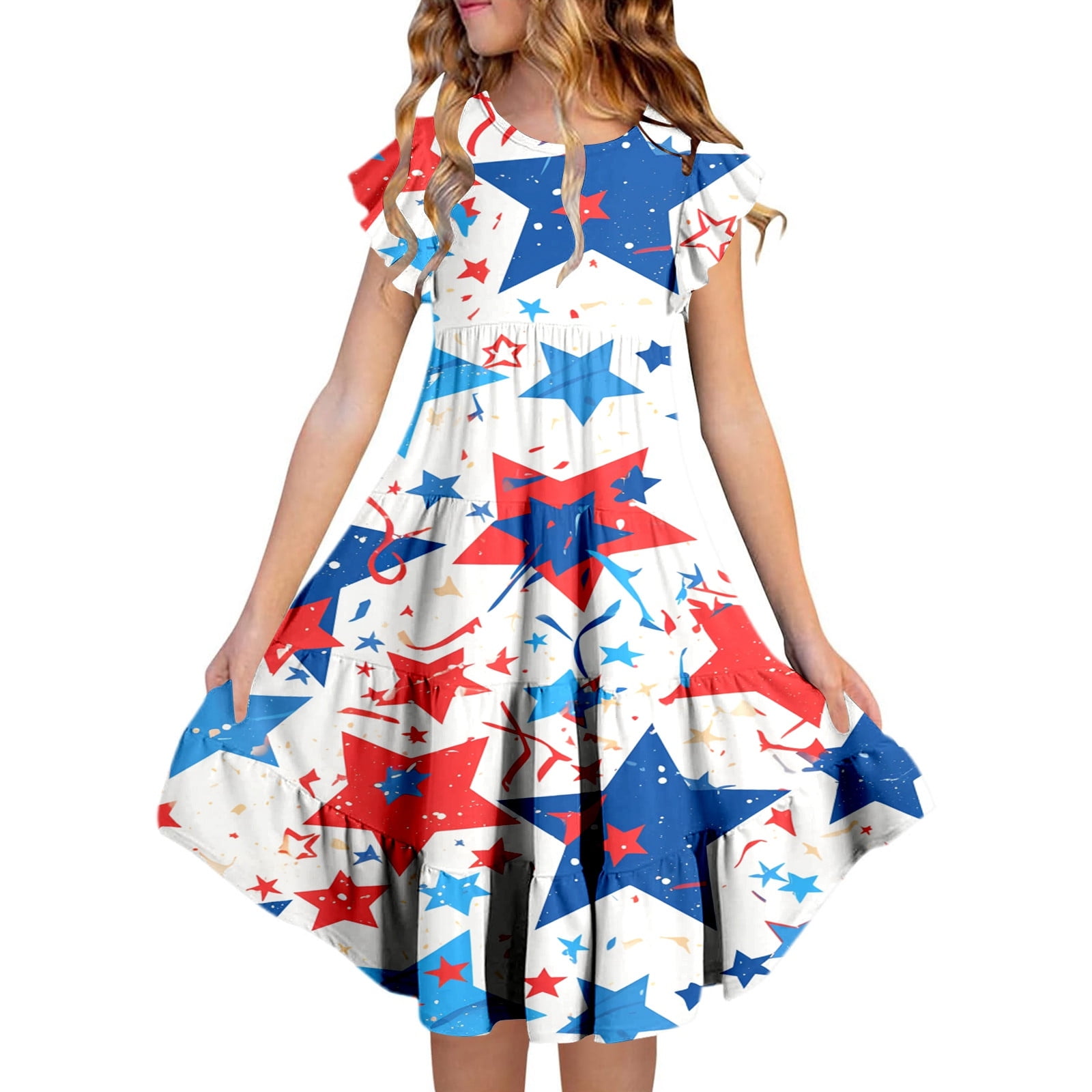 July 4th Frilly Dresses for Girls Independence Day Clothes American ...