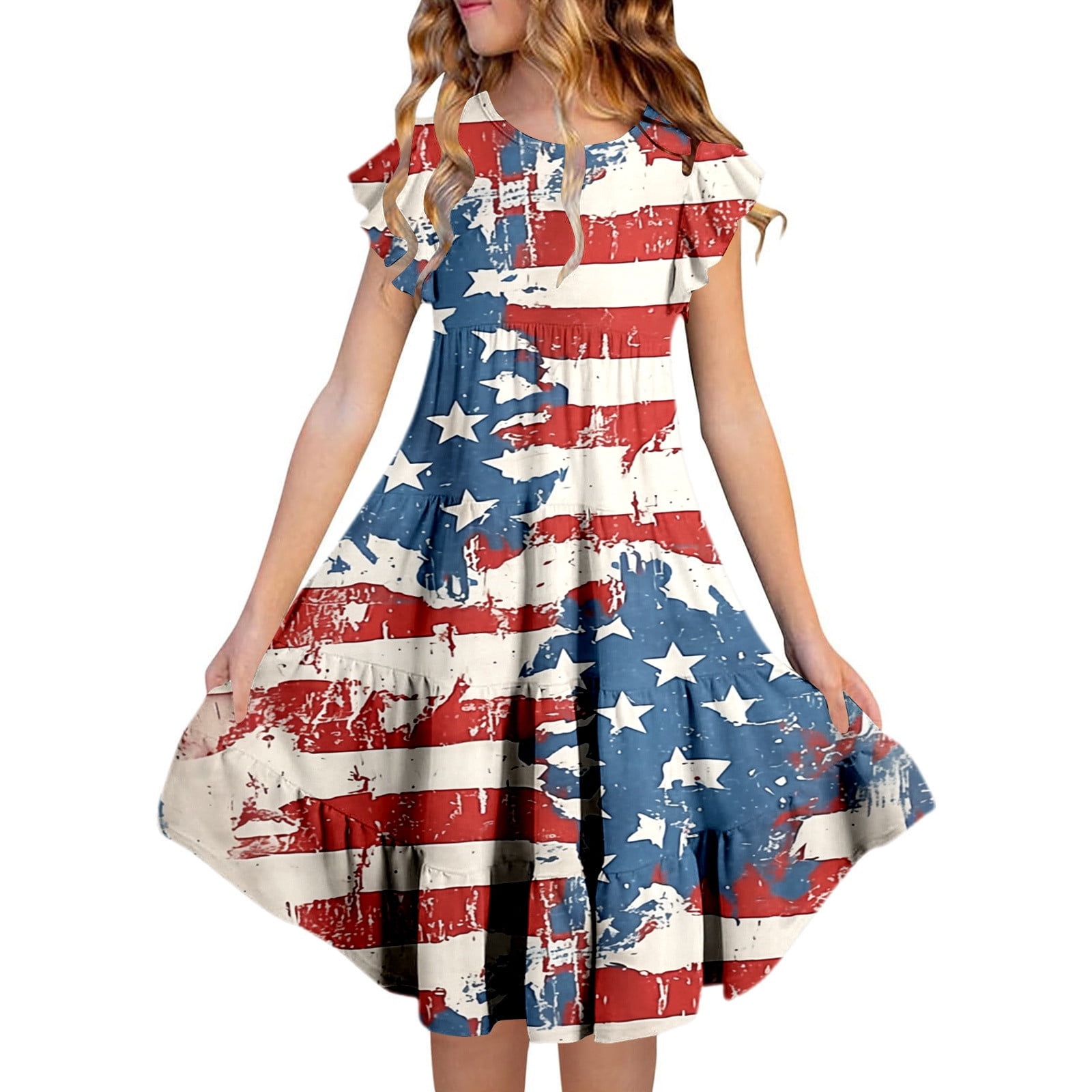 July 4th Girls Casual Dresses Independence Day Clothes American Flag ...