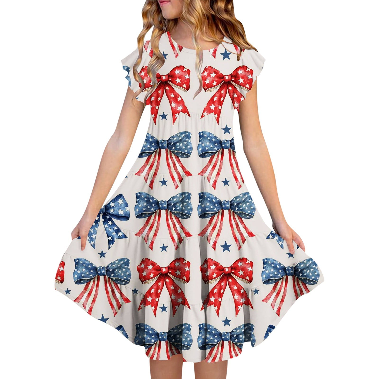 July 4th Girls' Dresses Independence Day Clothes American Flag Tiered ...