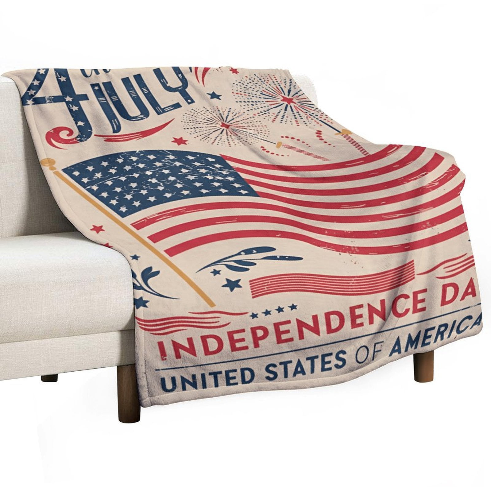 July 4th Independence Day Rustic American Flag with Fireworks & Stars ...