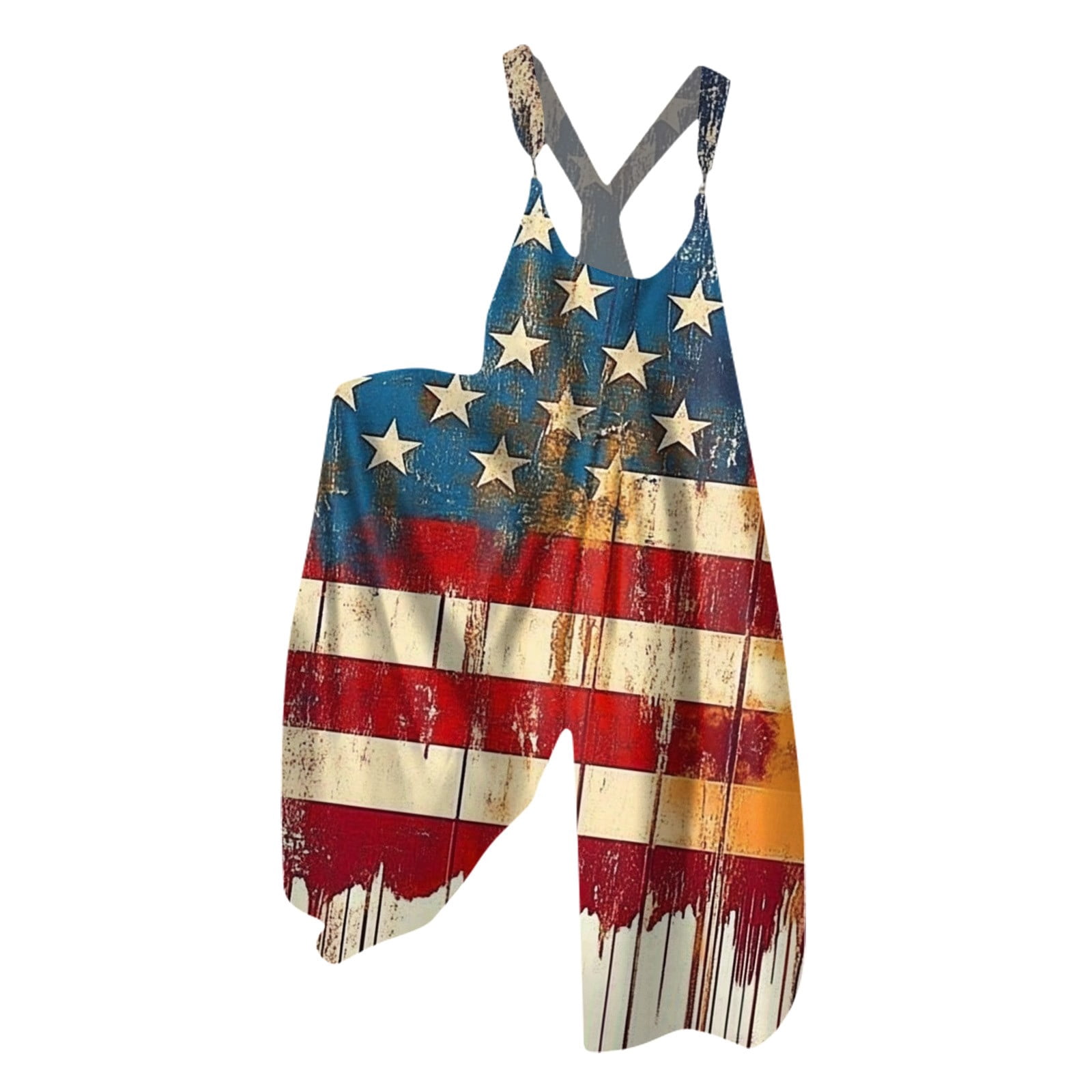July 4th Jumpsuitss for Women American Flag Patriotic Stitching Printed ...