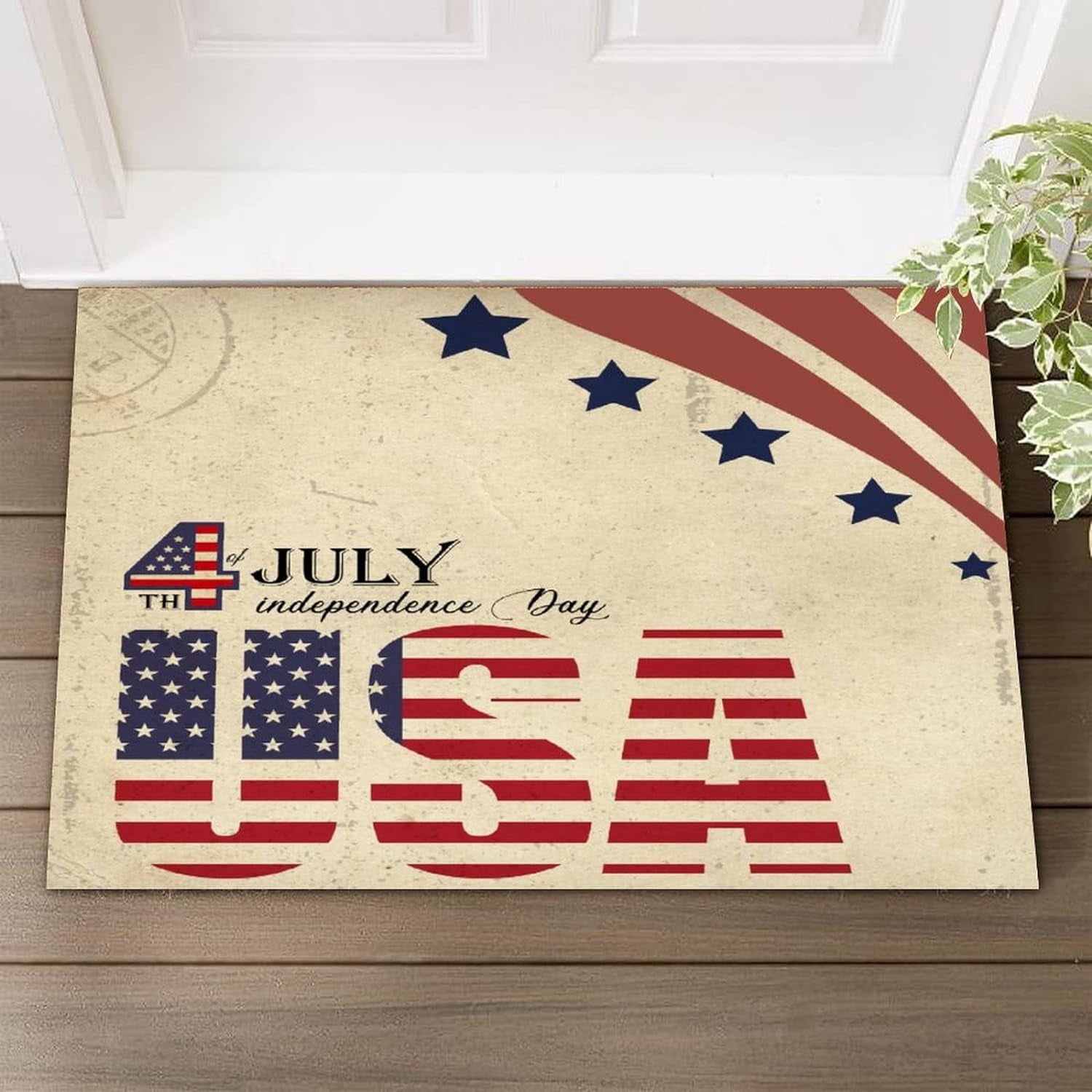 July 4th National Flag American Banner Coir Doormat Front Porch Easy to ...