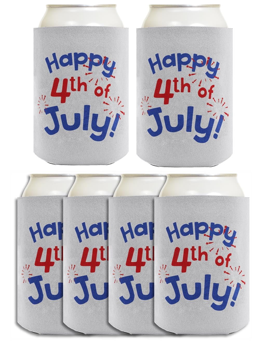 July 4th Party Favor Happy 4th of July Light Blue 6-Pack Can Drink ...