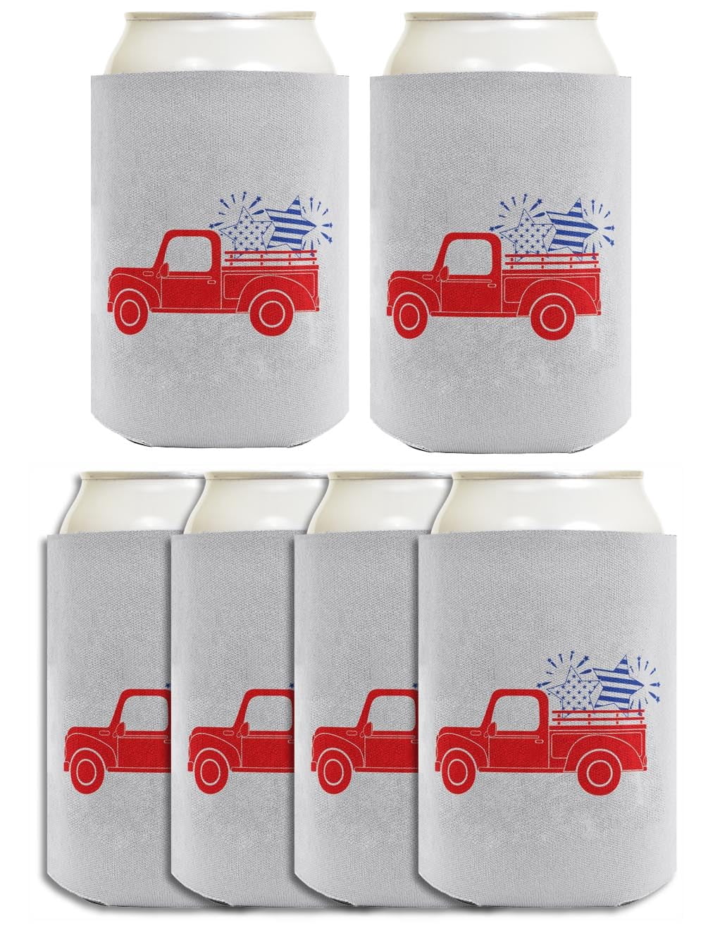 July 4th Party Favor Stars and Stripes Truck Light Blue 6-Pack Can ...