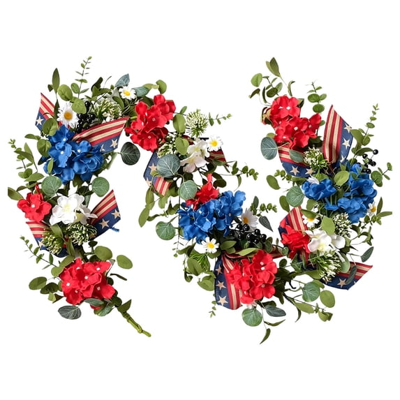 July 4th Patriotic Wreath, Oimcto Red White Blue Embroidered Wreath for ...
