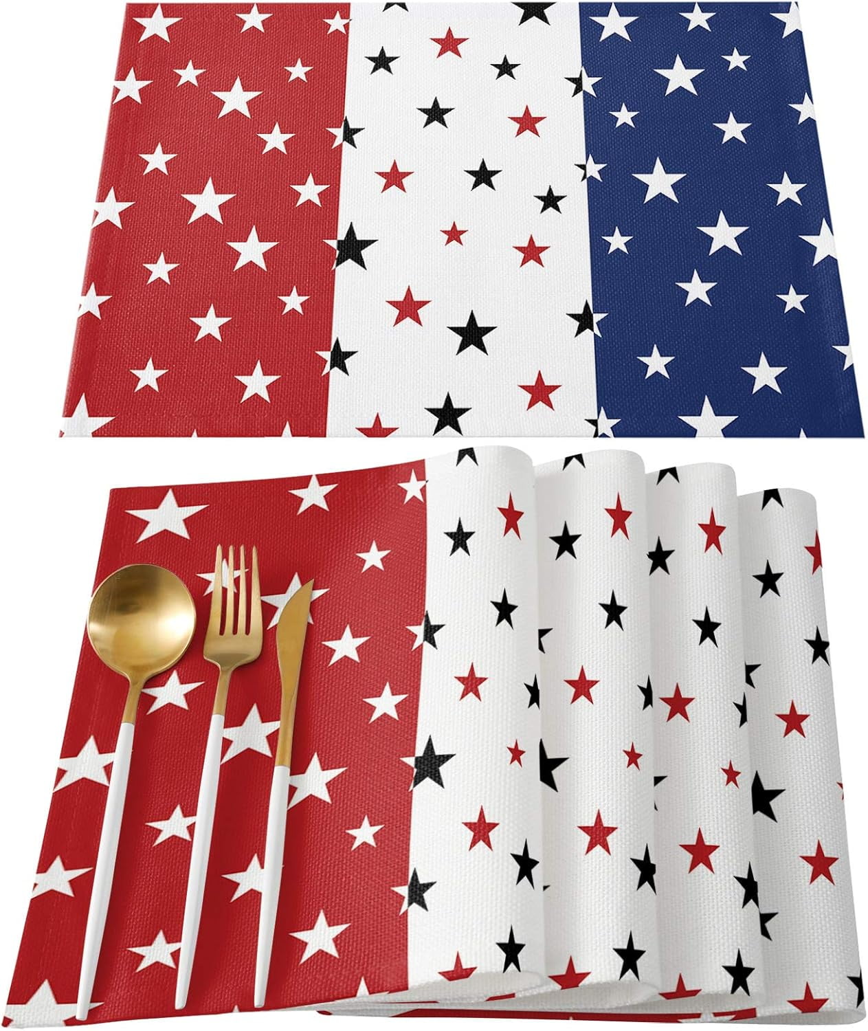 July 4th Placemats Set of 4- Red White Blue Heat Resistant Placemat ...