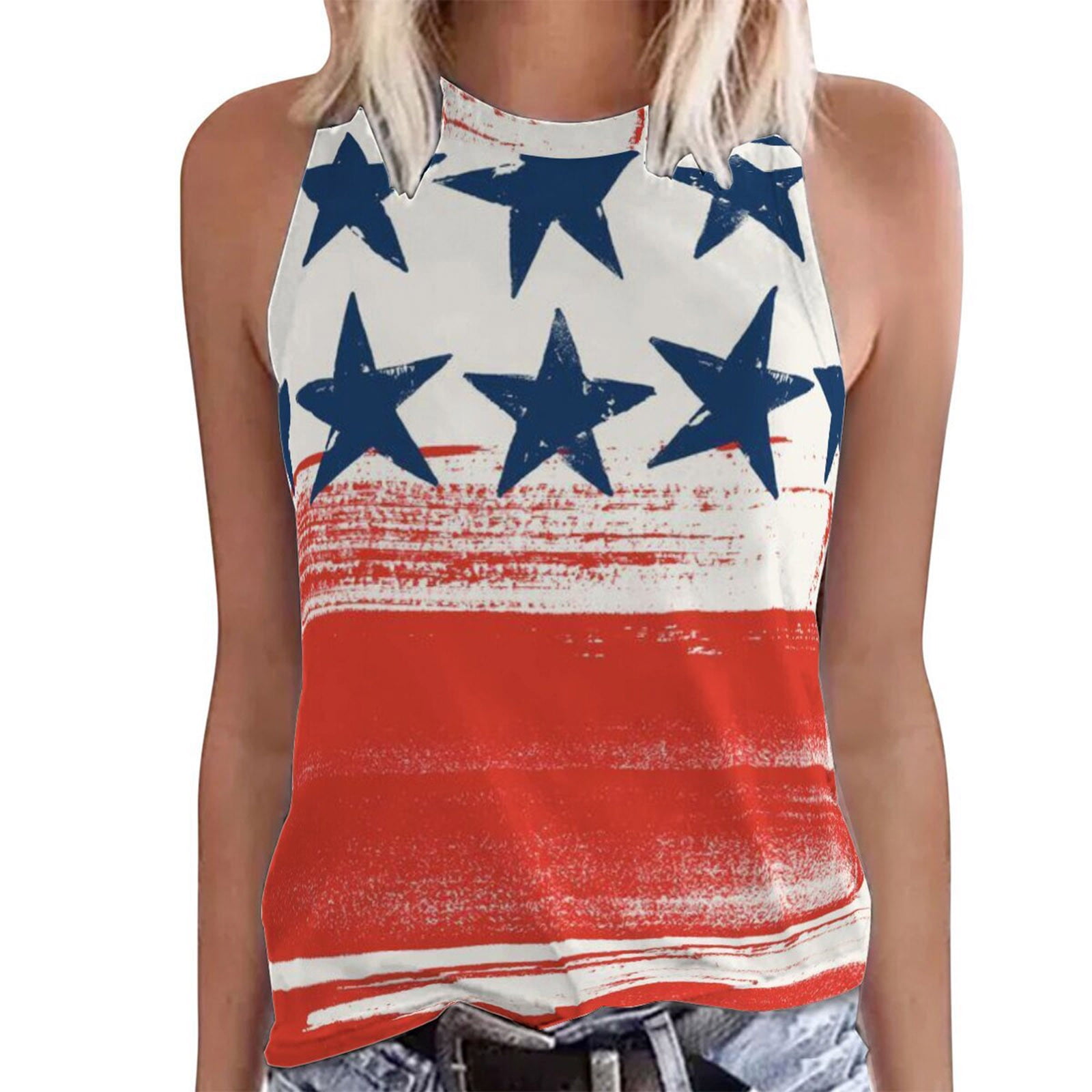 EAUFUM July 4th Shirts for Women Graphic Tees American Flag Womens ...