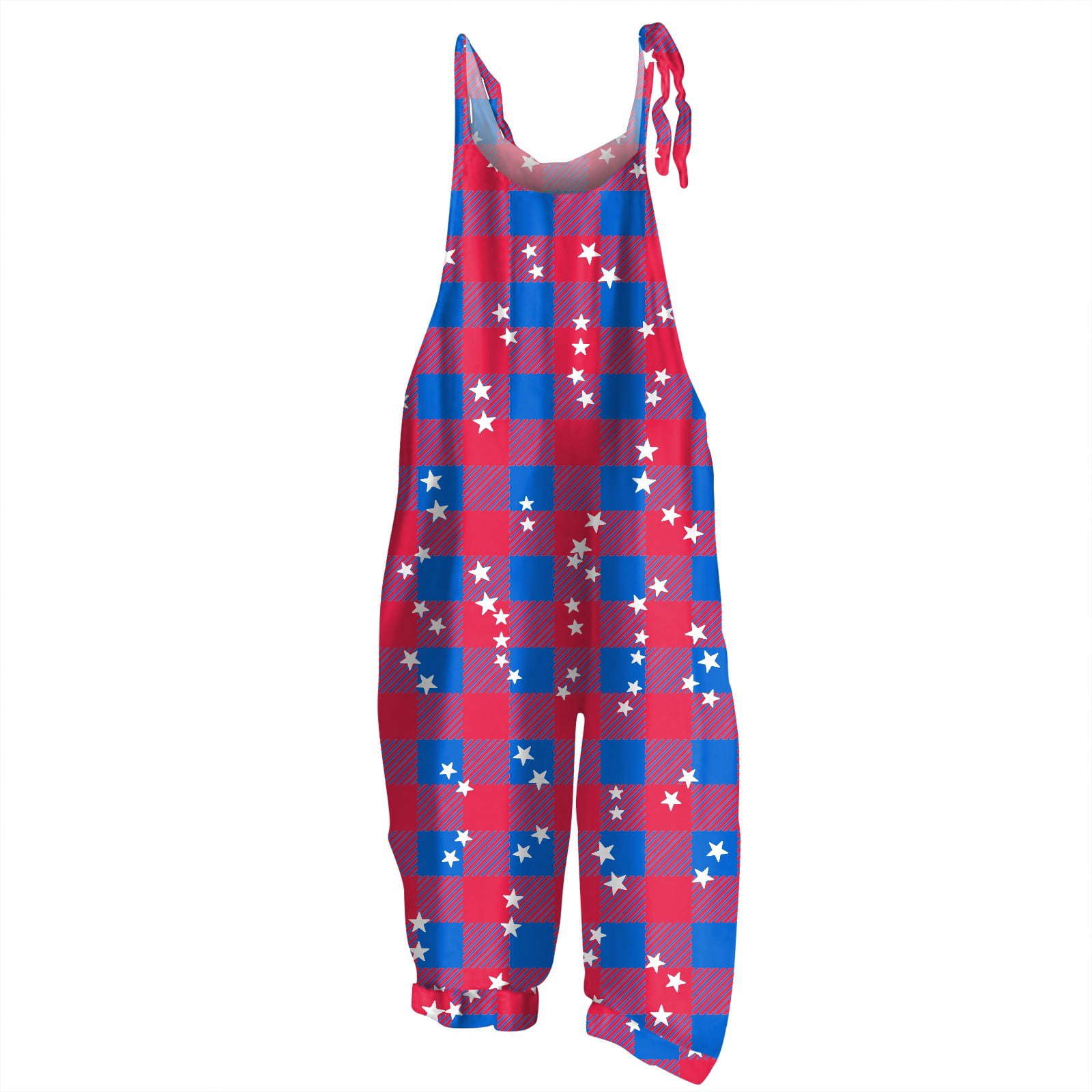 July 4th Top Women Usa Flag Jumpsuits Square-Neck Spaghetti Strap ...