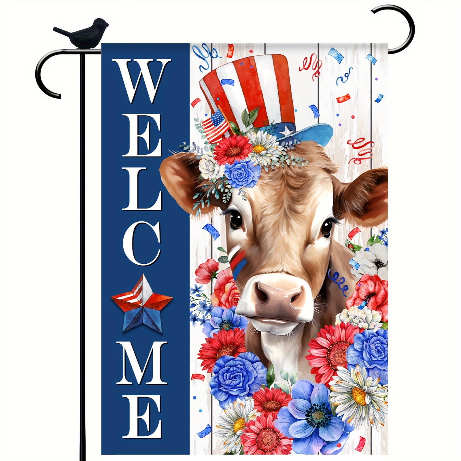 Semneroy July 4th Welcome Cattle Garden Flag, Double-Sided, Small Yard ...