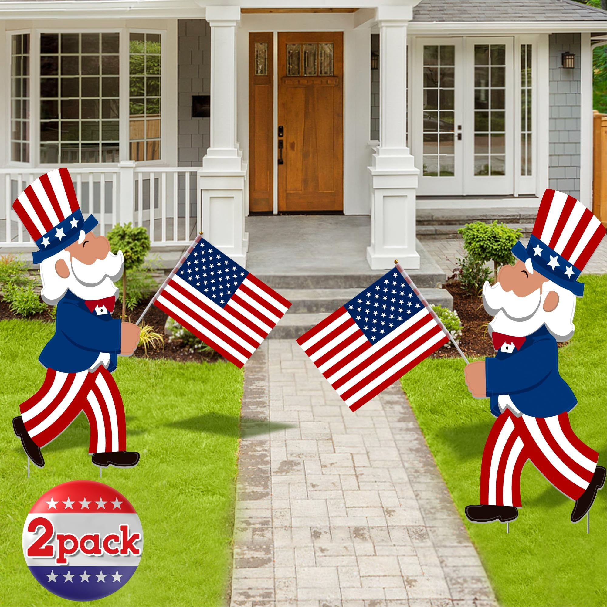 of July Decorations Outdoor, 2 PCS 29" of July Yard Signs with American ...
