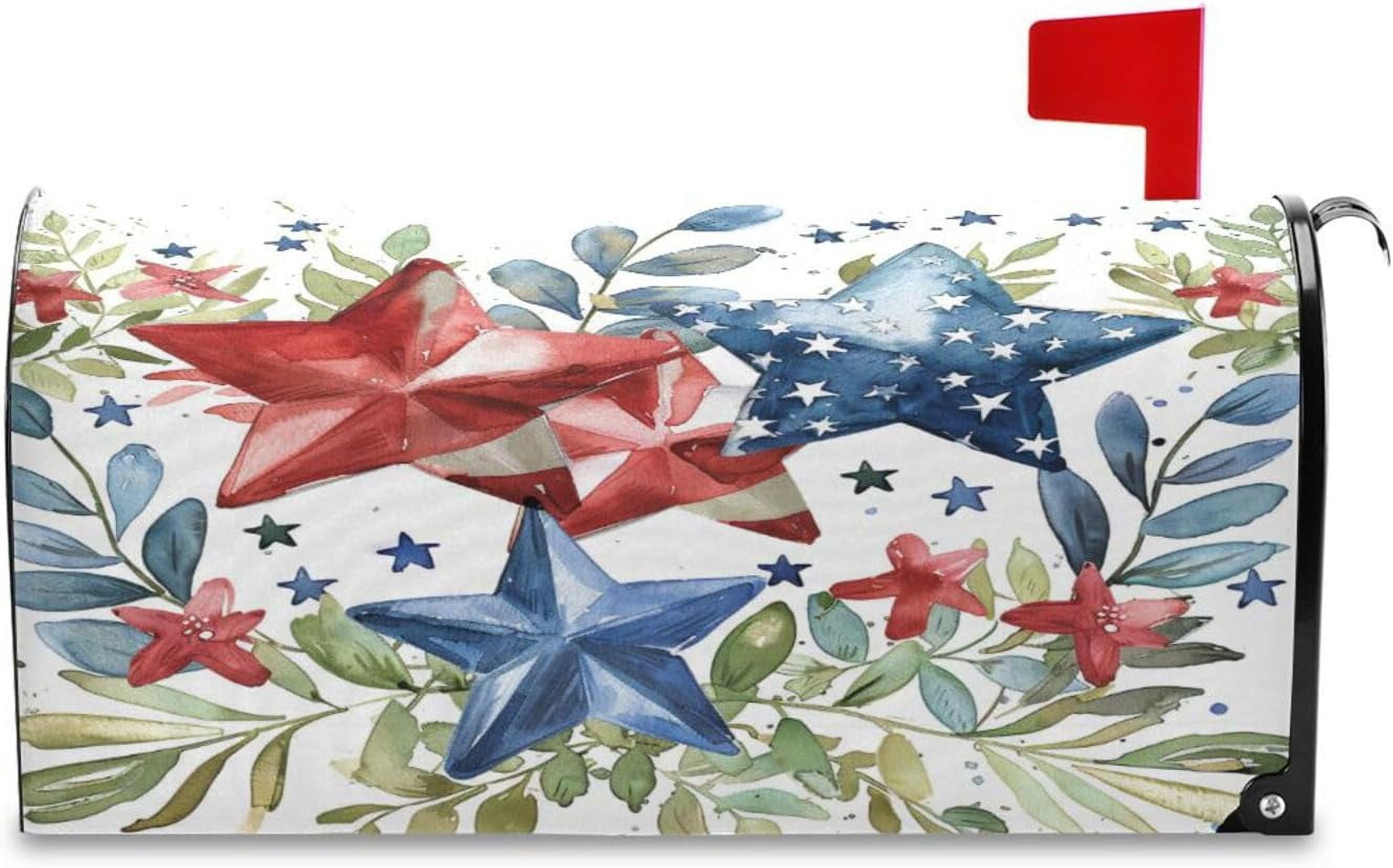 July Fourth Mailbox Covers, American Flag Stars Leaves Mailbox Covers ...