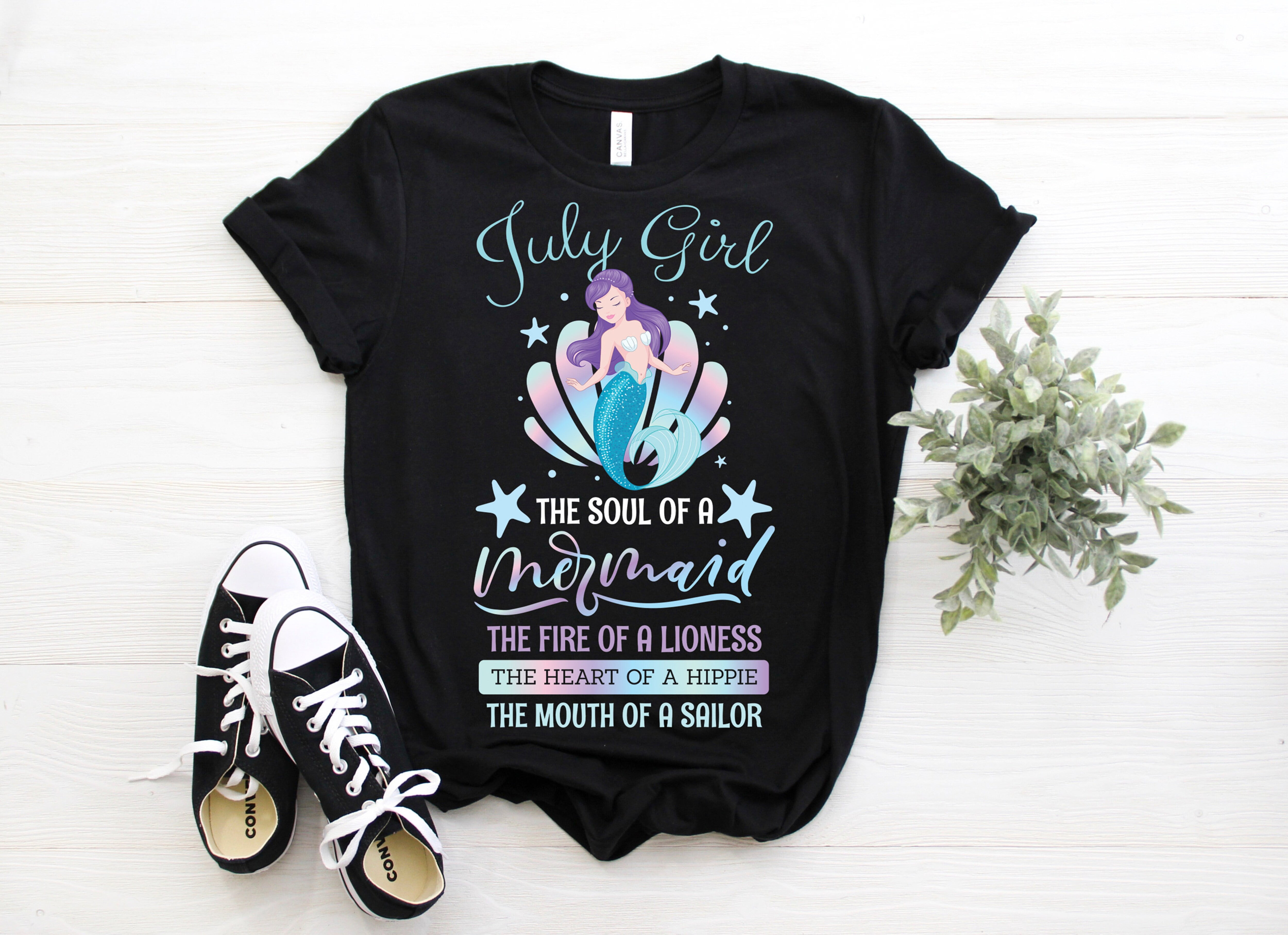 July Girl The Soul Of A Mermaid The Fire Of A Lioness T-Shirt, Cute ...