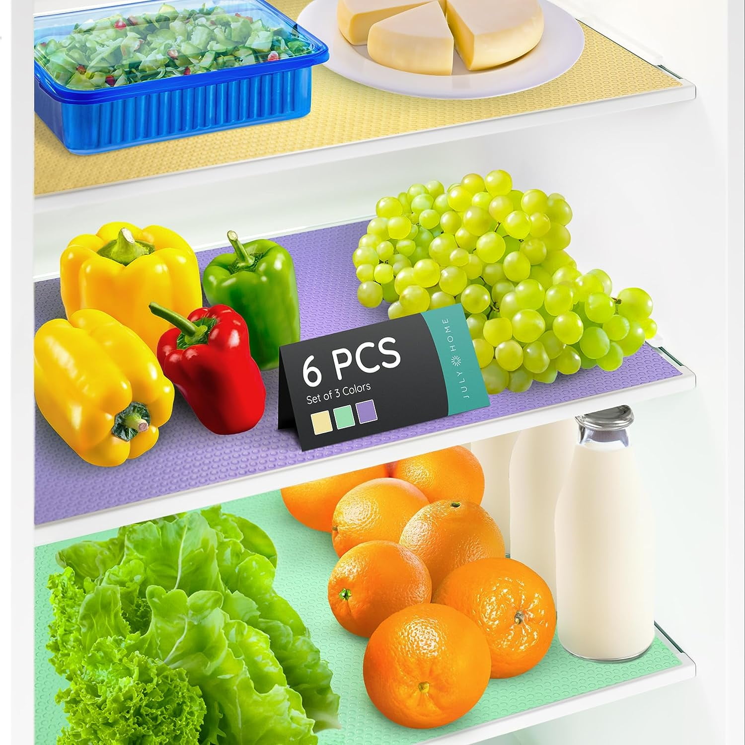 July Home Pastel Lilac Yellow Mint Shelf Liners for Fridge Organizer ...