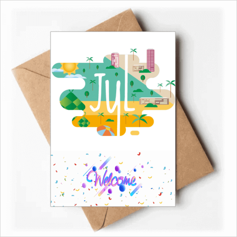 July Month Season Illustration Welcome Back Greeting Cards Envelopes ...