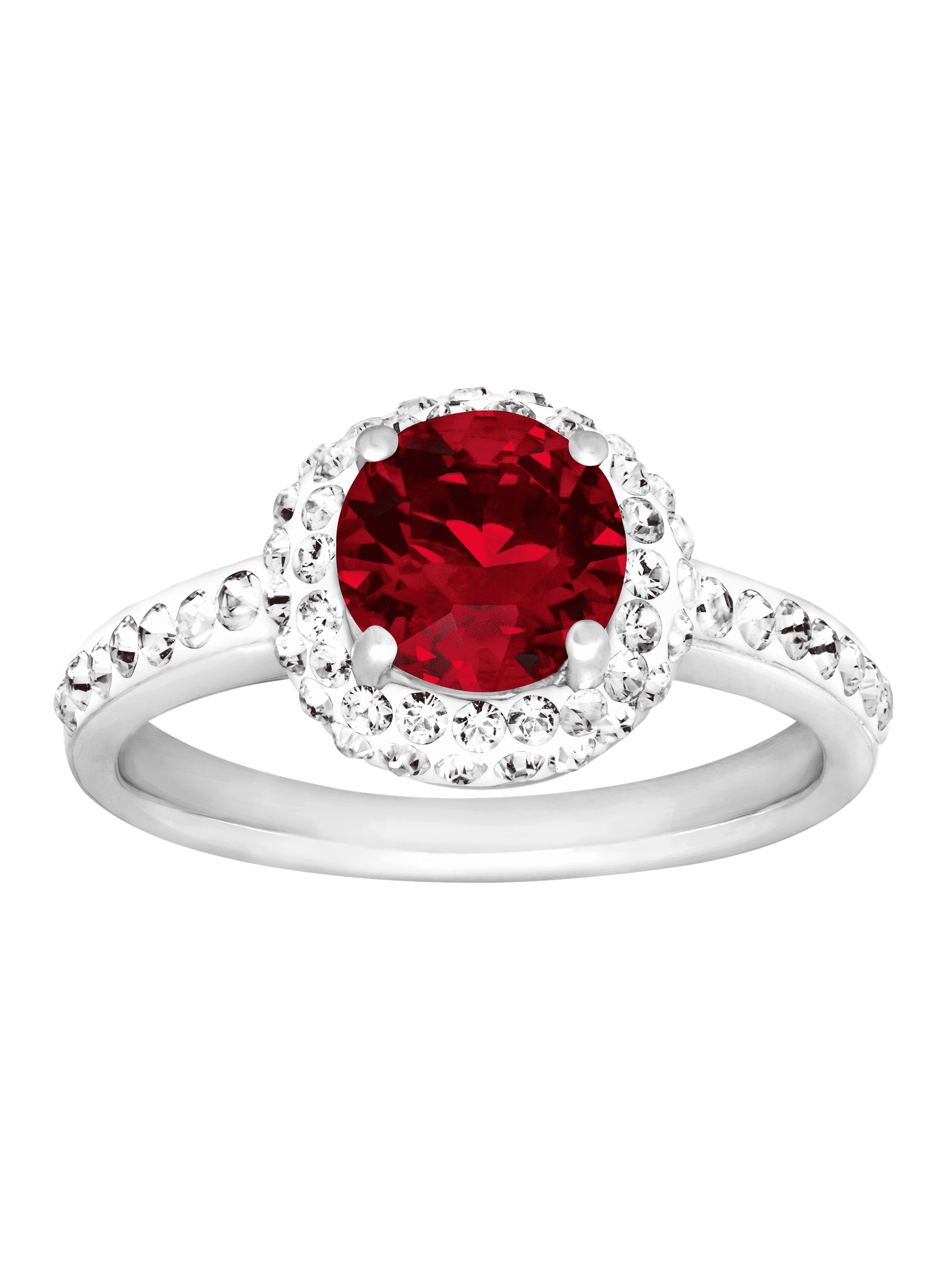 July Ring with Red Swarovski Crystals in Sterling Silver - Walmart.com