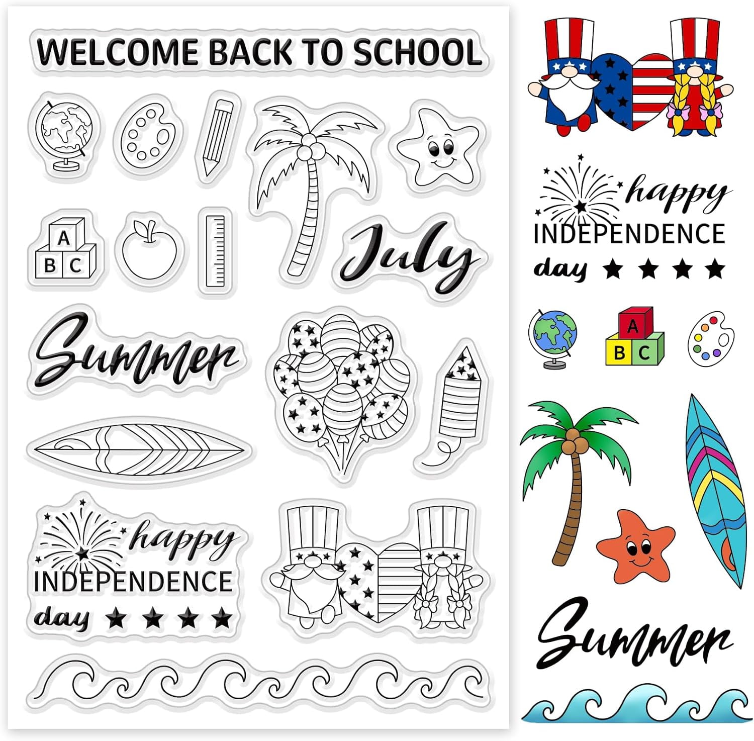 July Summer Welcome Back to School Clear Stamps 4th of July ...