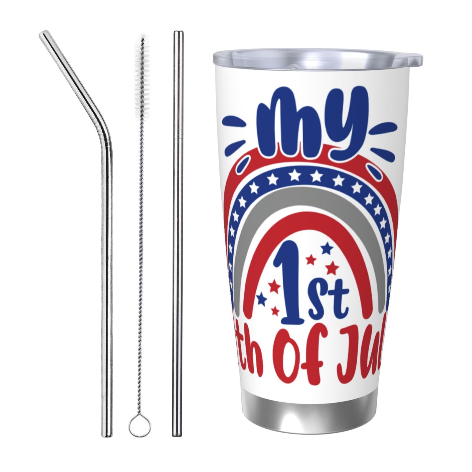 July of 4th Independence Day Stainless Steel Tumbler with Lid Coffee ...