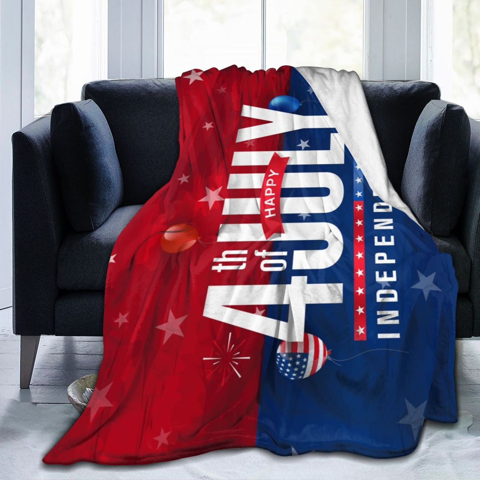 July of 4th Independence Day Throw Blanket Soft Cozy Warm Durable Fuzzy ...