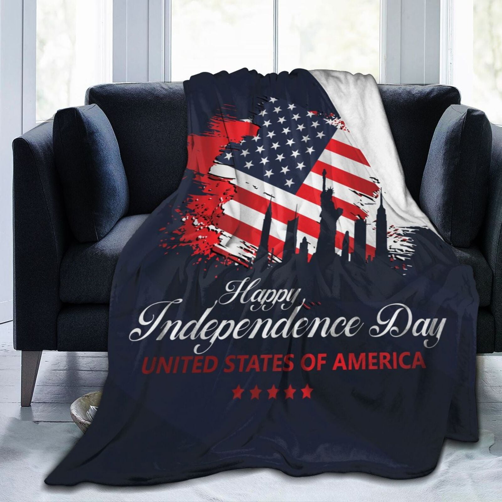 July of 4th Independence Day Throw Blanket Soft Cozy Warm Durable Fuzzy ...