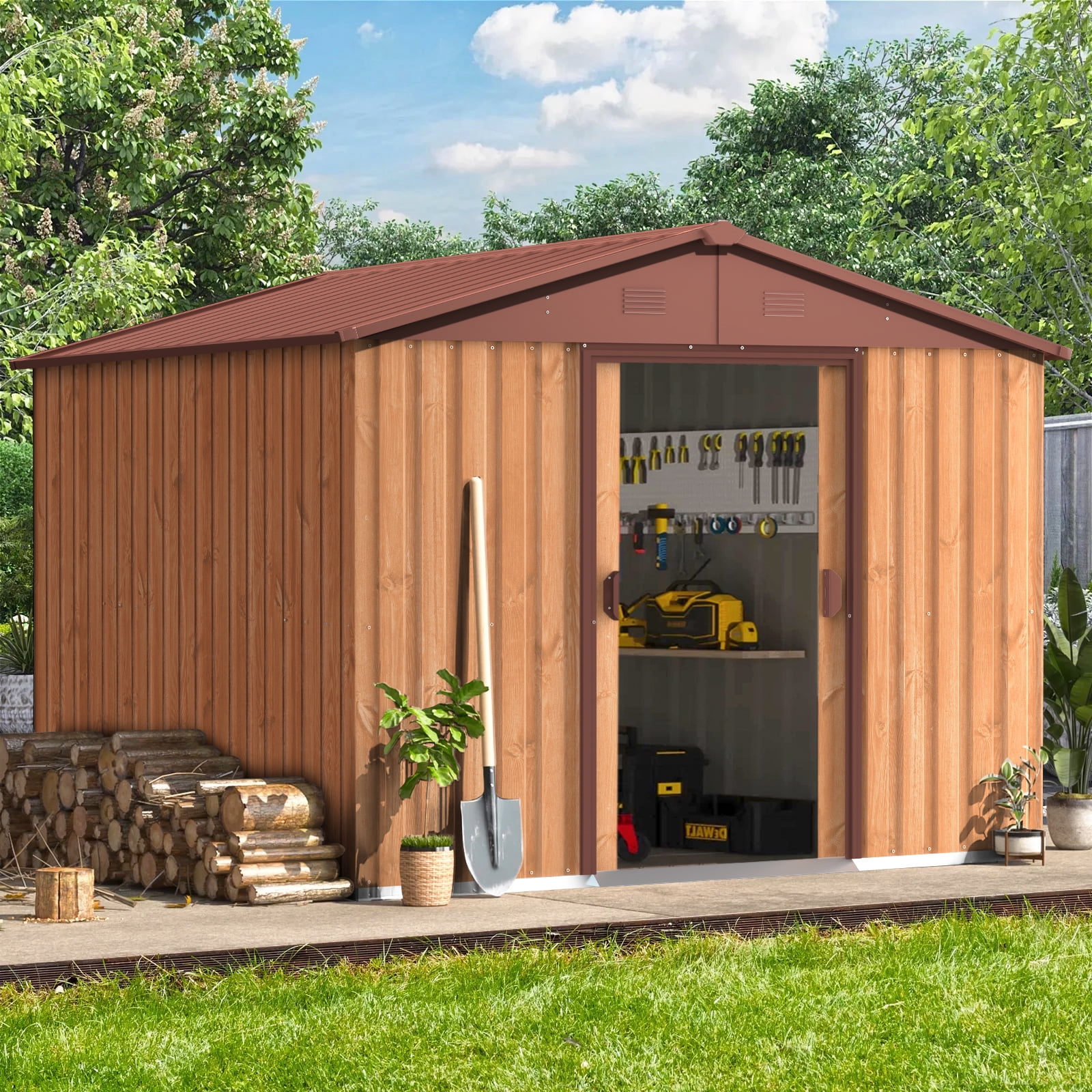 July's Song 8'x10' Weather Built Outdoor Storage Shed, Metal Garden ...