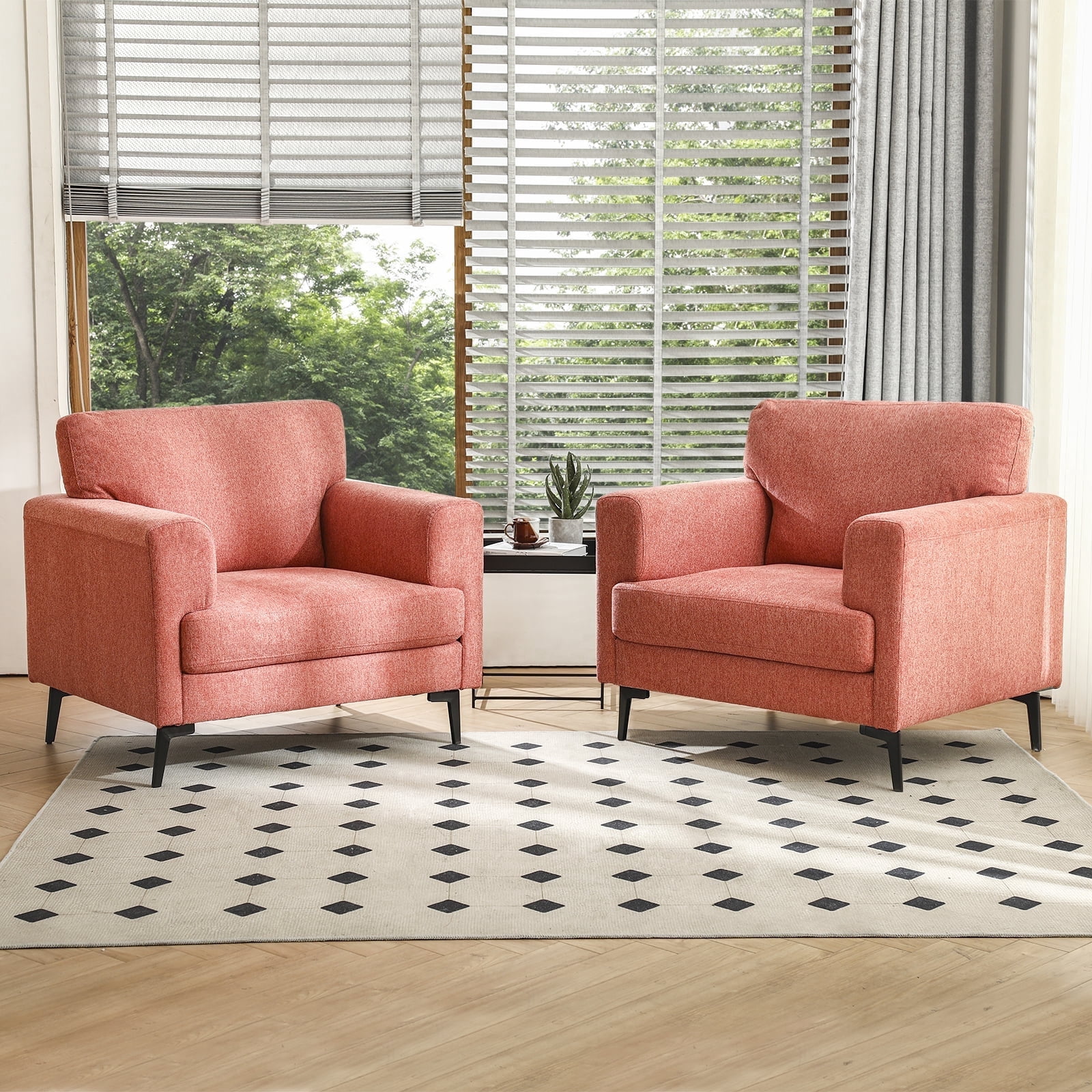 July's Song Oversized Accent Chair Set of 2, Linen Upholstered Living ...