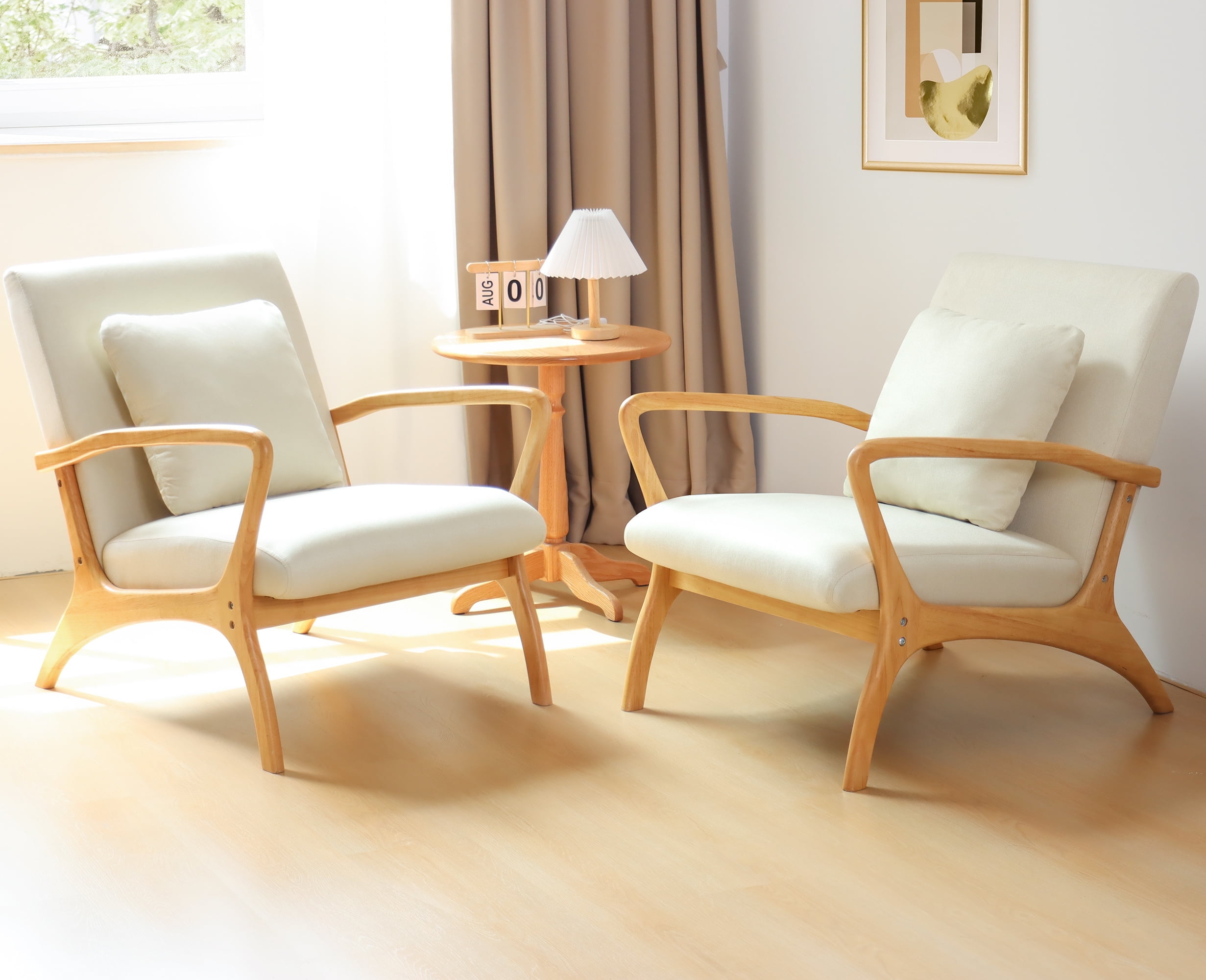 July's Song Set of 2 Mid Century Modern Living Room Armchairs, Fabric ...