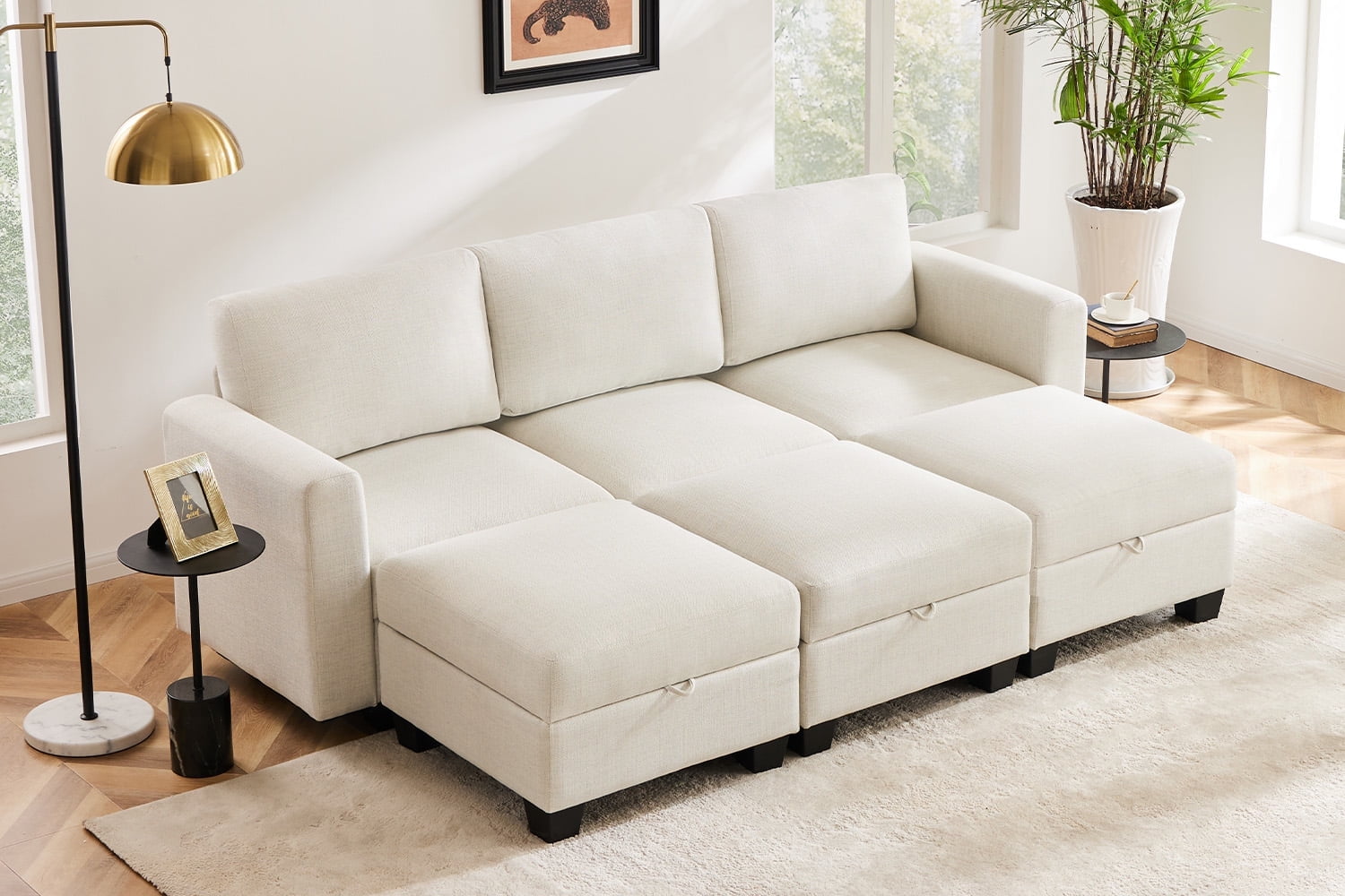 Julys Song Modular Sectional Sofa Modern Couch With Storage Space 6 Seat Sectionals Corner