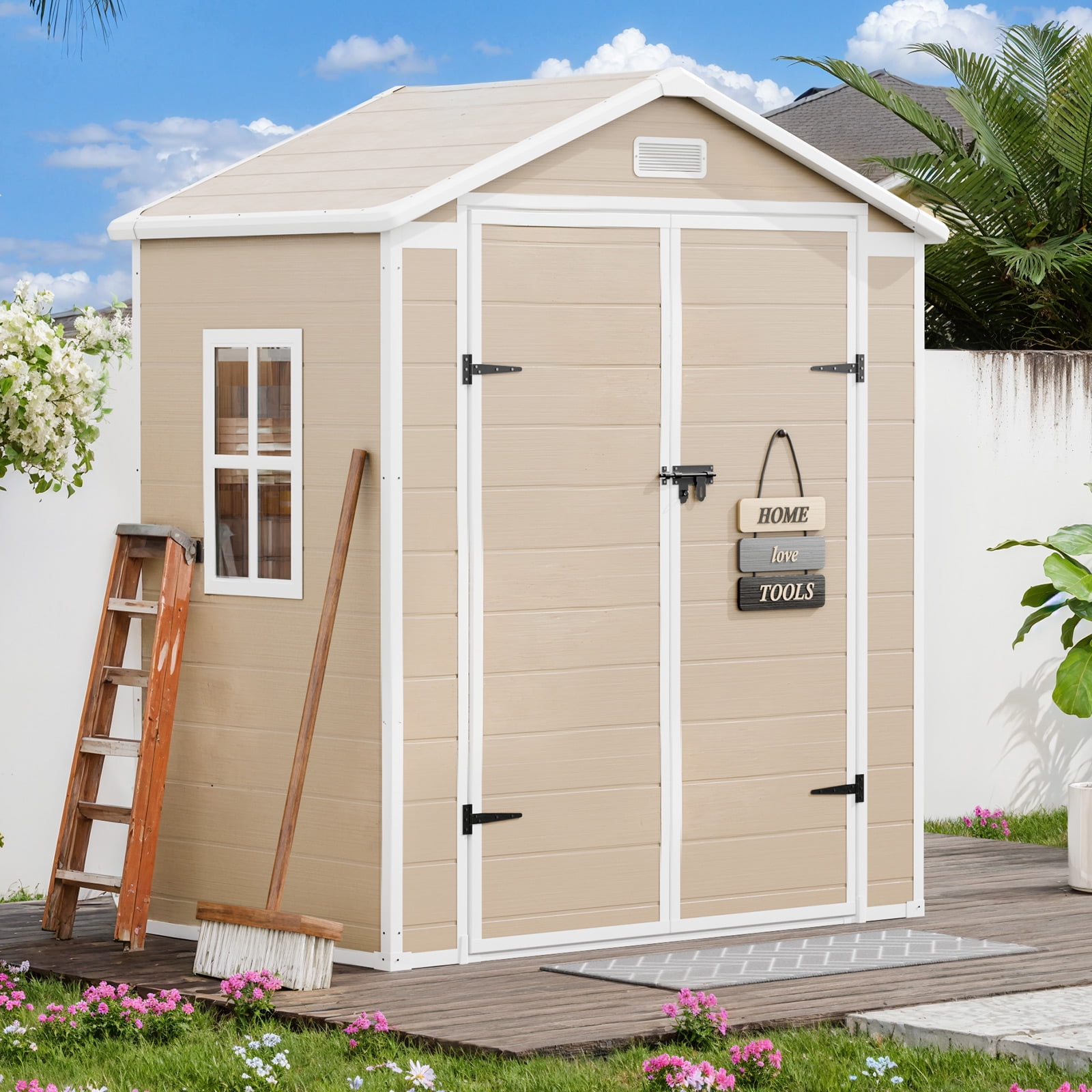Outsunny 6 x 8ft Outdoor Storage Shed, Waterproof Heavy Duty Portable ...