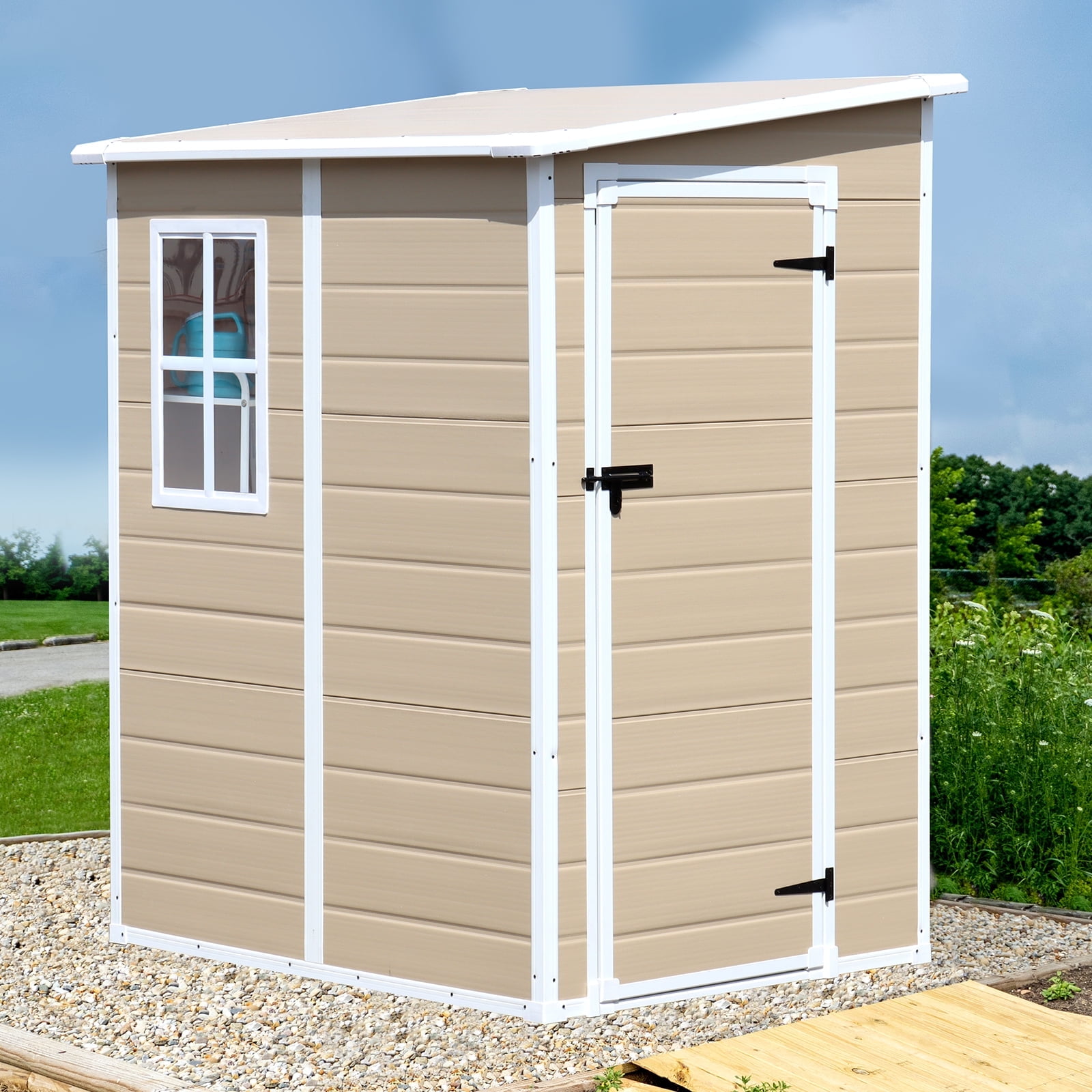 Julys Song Outdoor Storage Shed,90 Cu.ft Polypropylene Plastic Shed ...