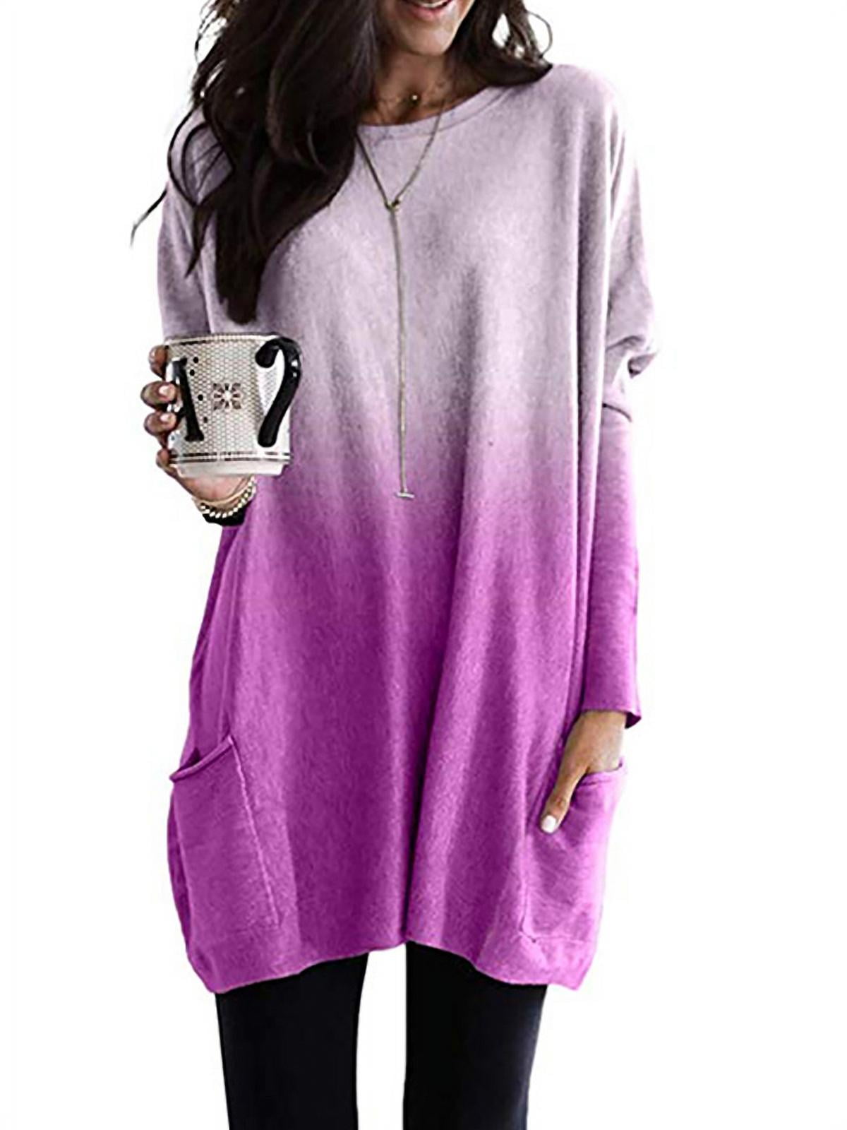 Julycc Plus Size Women's Long Sleeve Pullover, Loose Baggy Casual Tunic ...