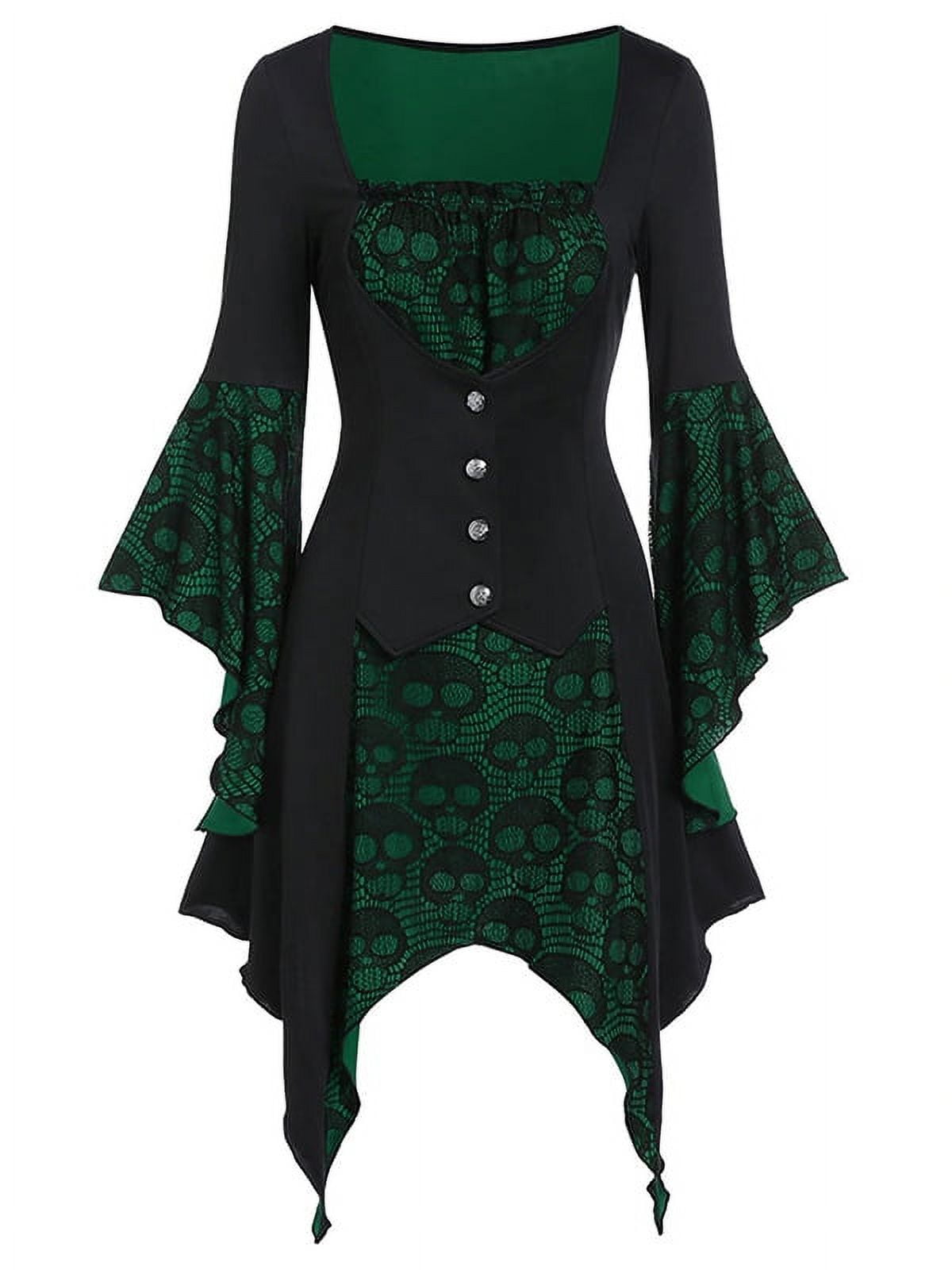 Julycc Womens Flared Sleeve Gothic Steampunk Medieval Victorian Corset ...