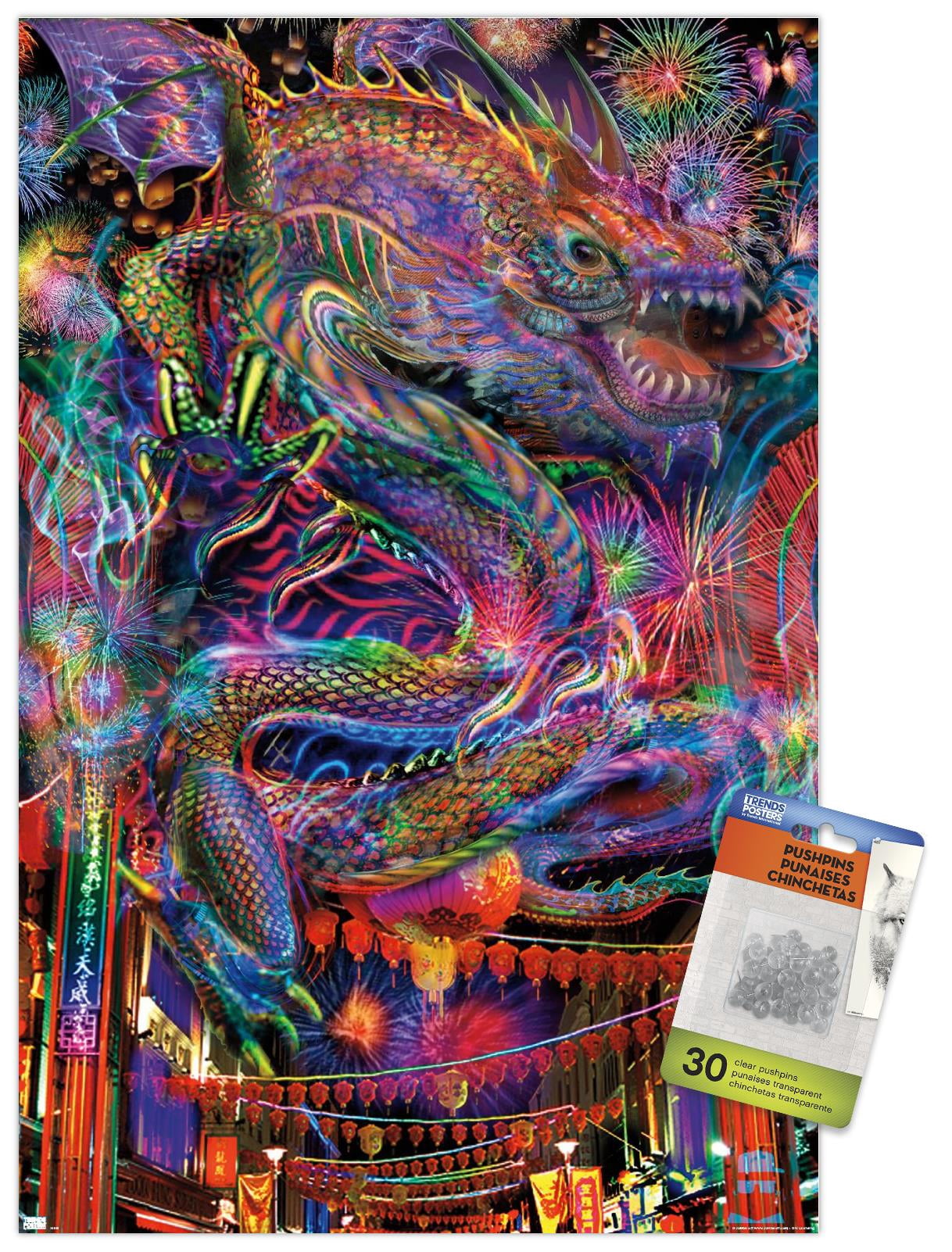 Jumbie - Dragon Wall Poster with Push Pins, 14.725" x 22.375" - Walmart.com