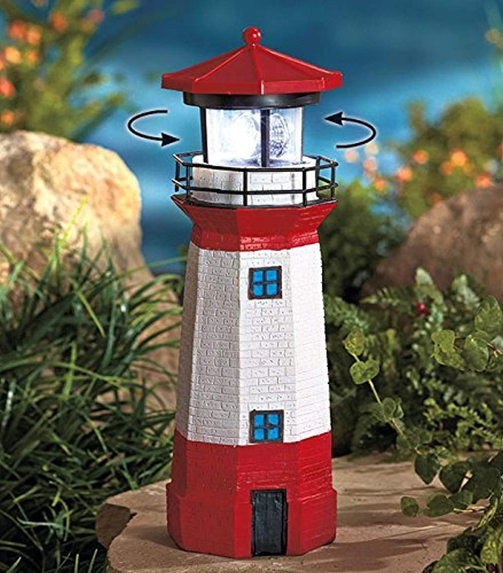 Jumbl Solar Powered Lighthouse with Rotating LED Lamp for Garden & Yard ...