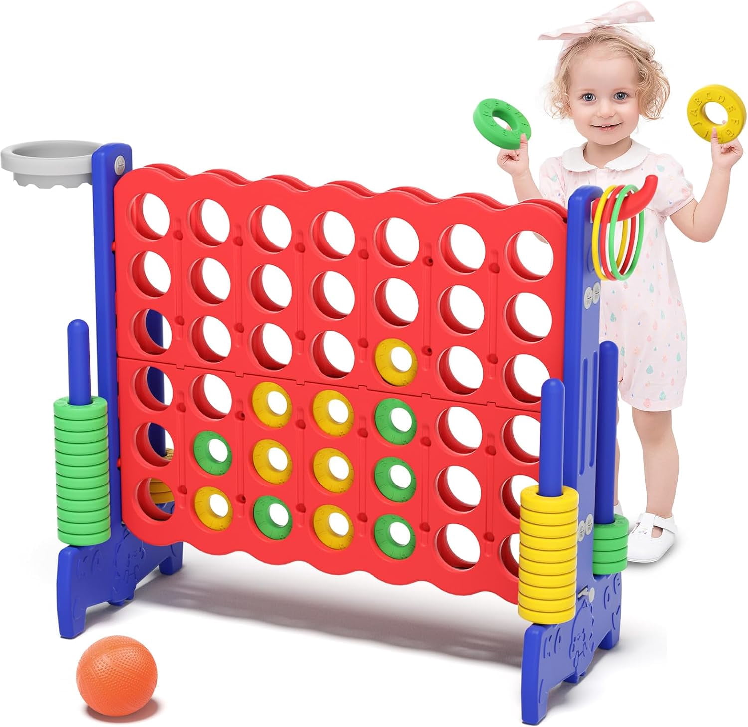 Jumbo 4-to-Score Giant Game Set, 4 in A Row for Kids and Adults, 2.7FT ...