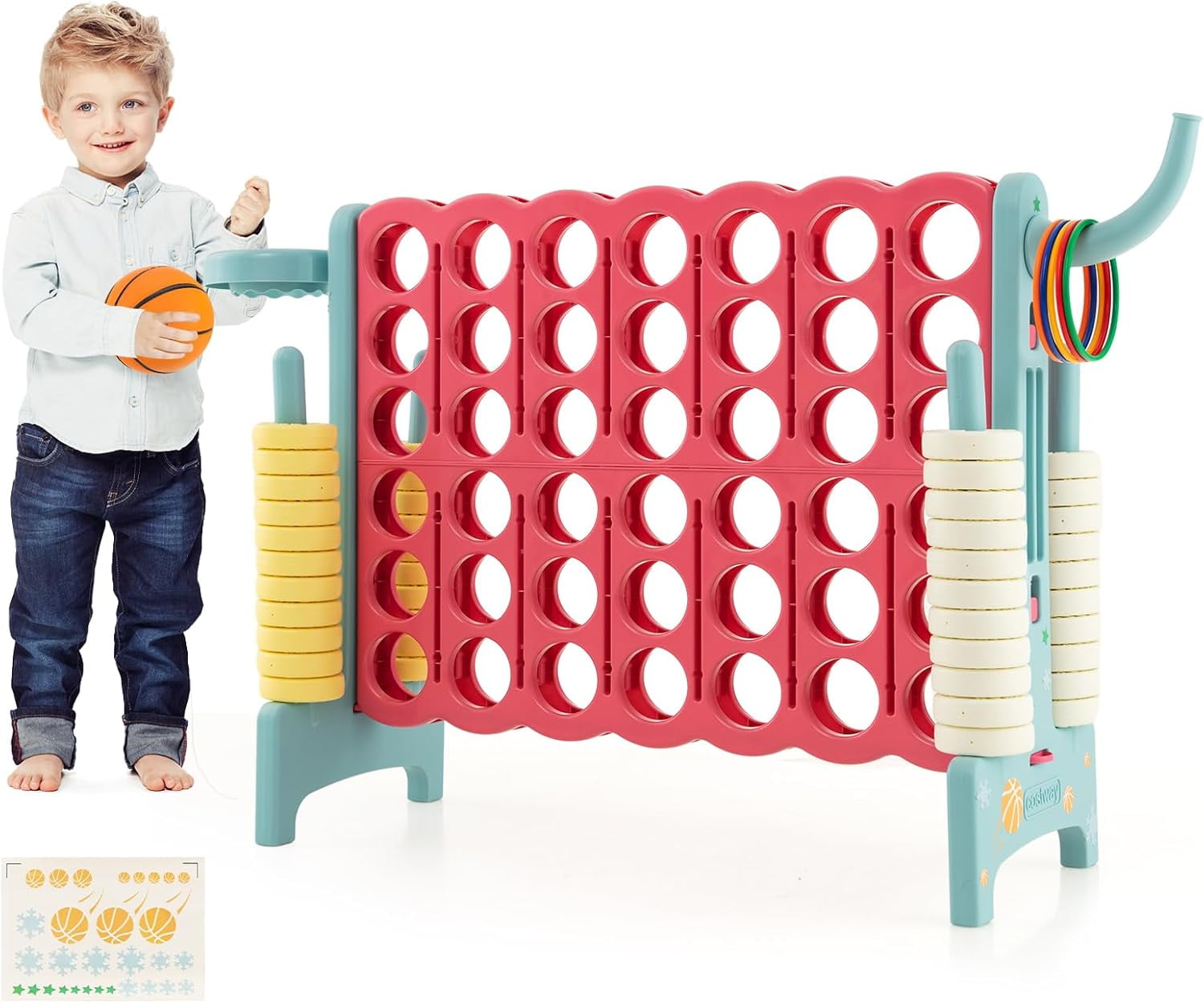 Jumbo 4-to-Score Giant Game Set for Kids & Adults, 2.5Ft Indoor Outdoor ...