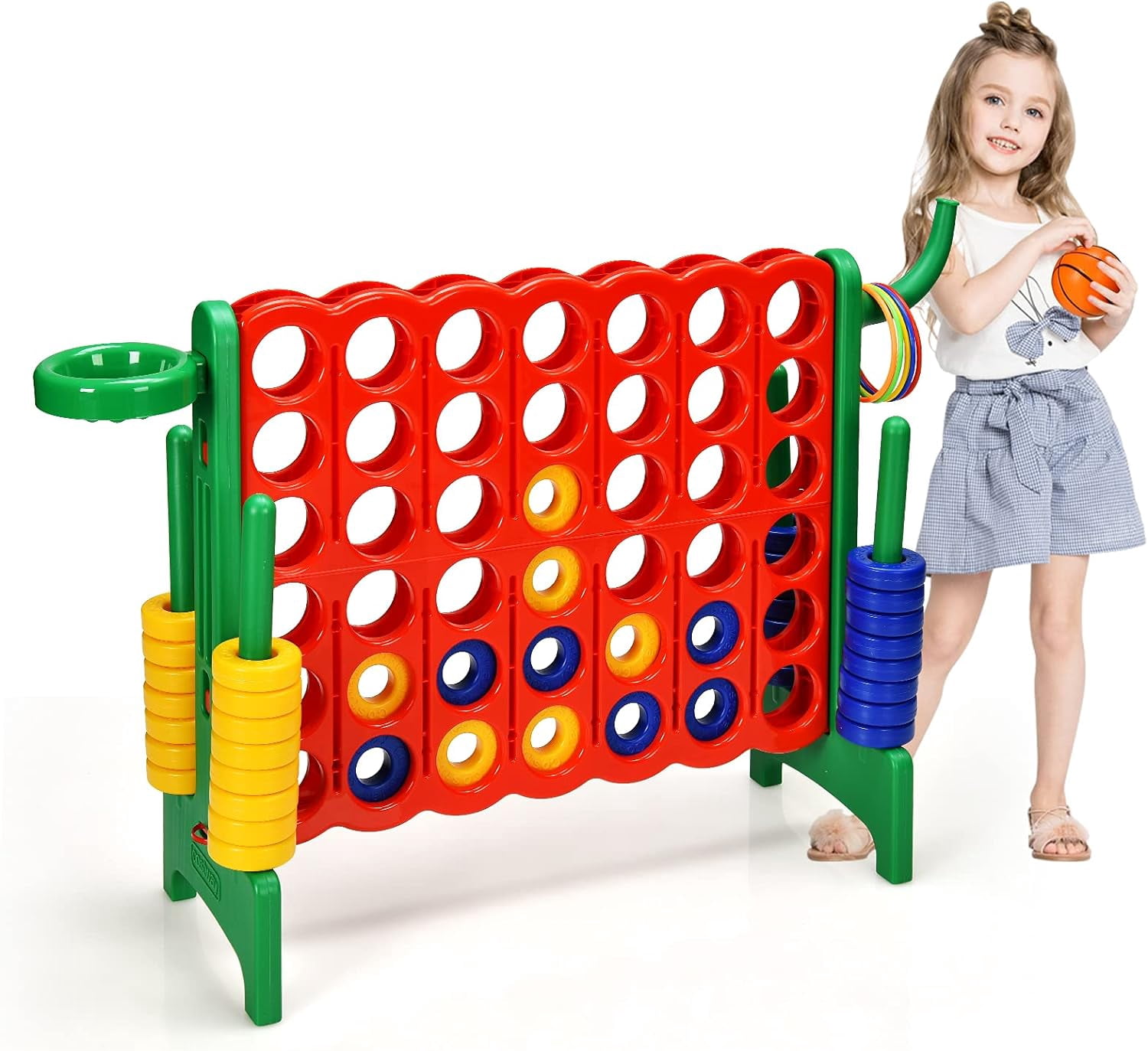 Jumbo 4-to-Score Giant Game Set for Kids & Adults, 2.5Ft Indoor Outdoor ...