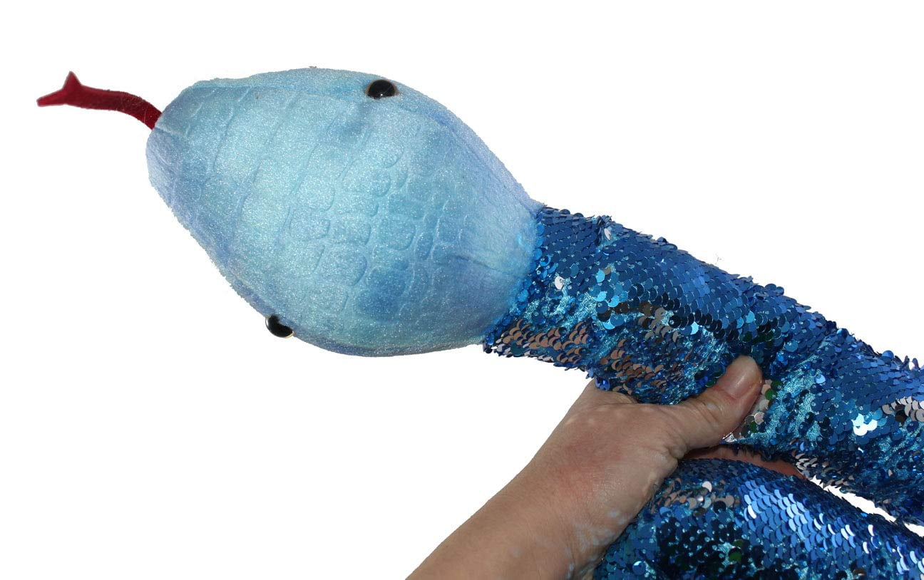 Jumbo 64" Plush BLUE Snake with Mermaid 2-Color Reversible Sequin ...