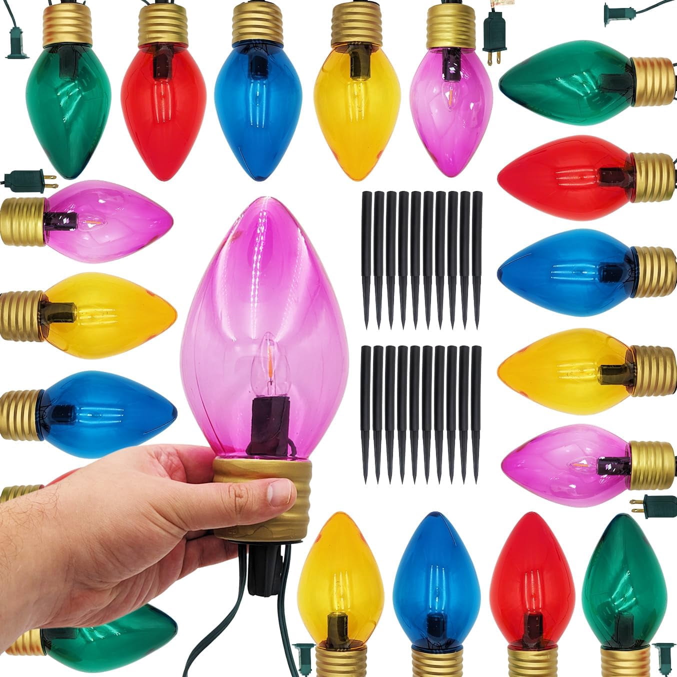 Jumbo 7½-inch Christmas Walkway or Hanging Lights for Outdoor & Indoor ...