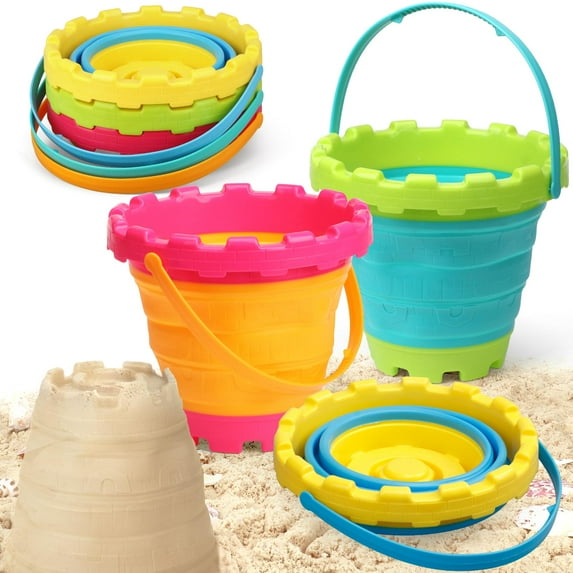 Jumbo Beach Sand Bucket Toy for Kids, 3L Collapsible Sandbox Pail ...