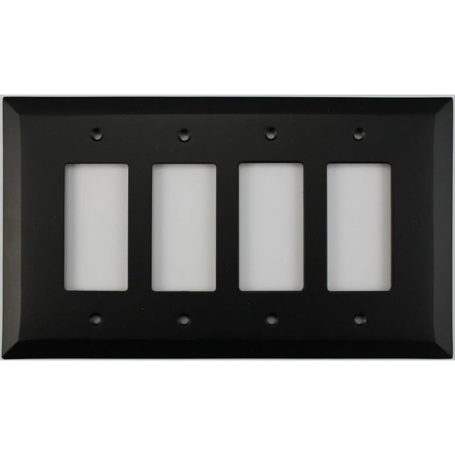 Jumbo Black Switch Plates - (4 Gang GFCI/Rocker Opening) - Walmart.com