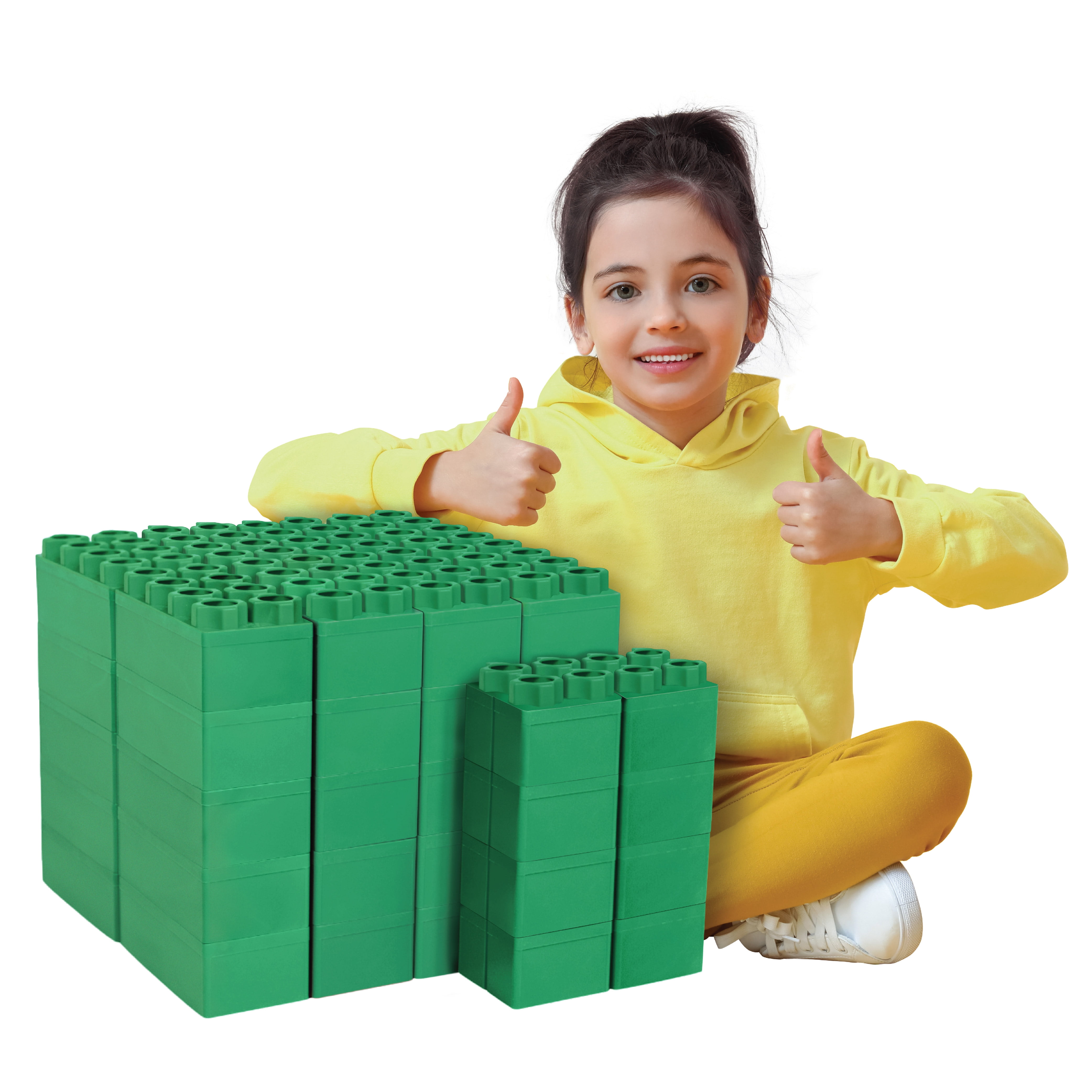 Jumbo Building Blocks - Green 48 pc Set for Kids Ages 3-8 for Indoor ...