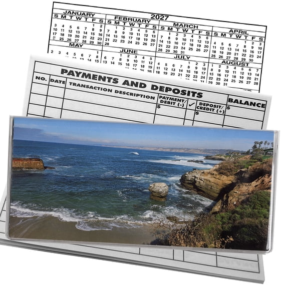 Jumbo California Cove Checkbook Cover with Large Print Low Vision Sight ...