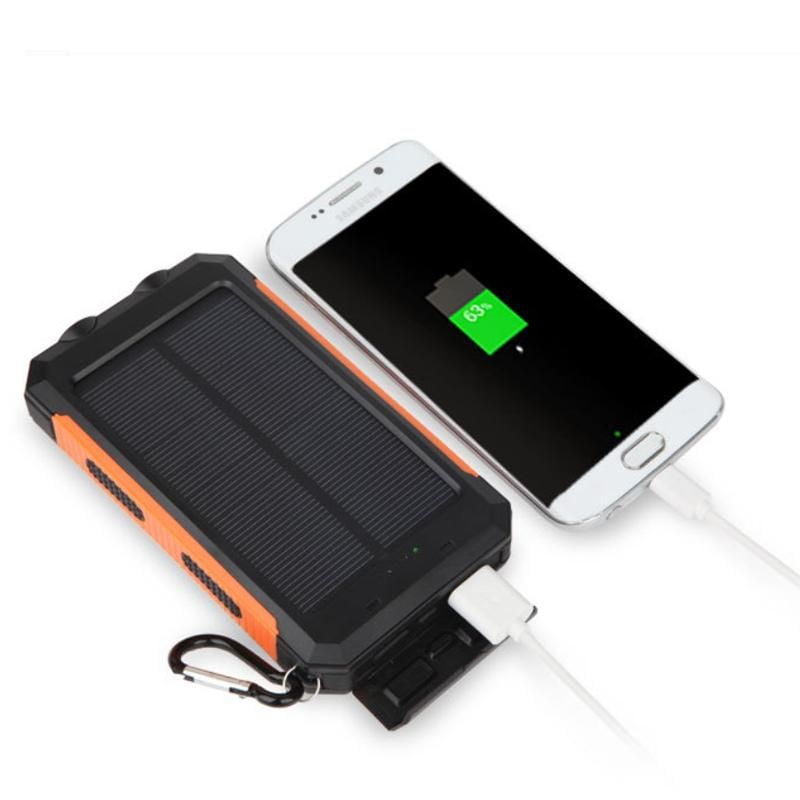 Jumbo Capacity 20,000 mAh Waterproof Solar Power Bank - ORANGE ...