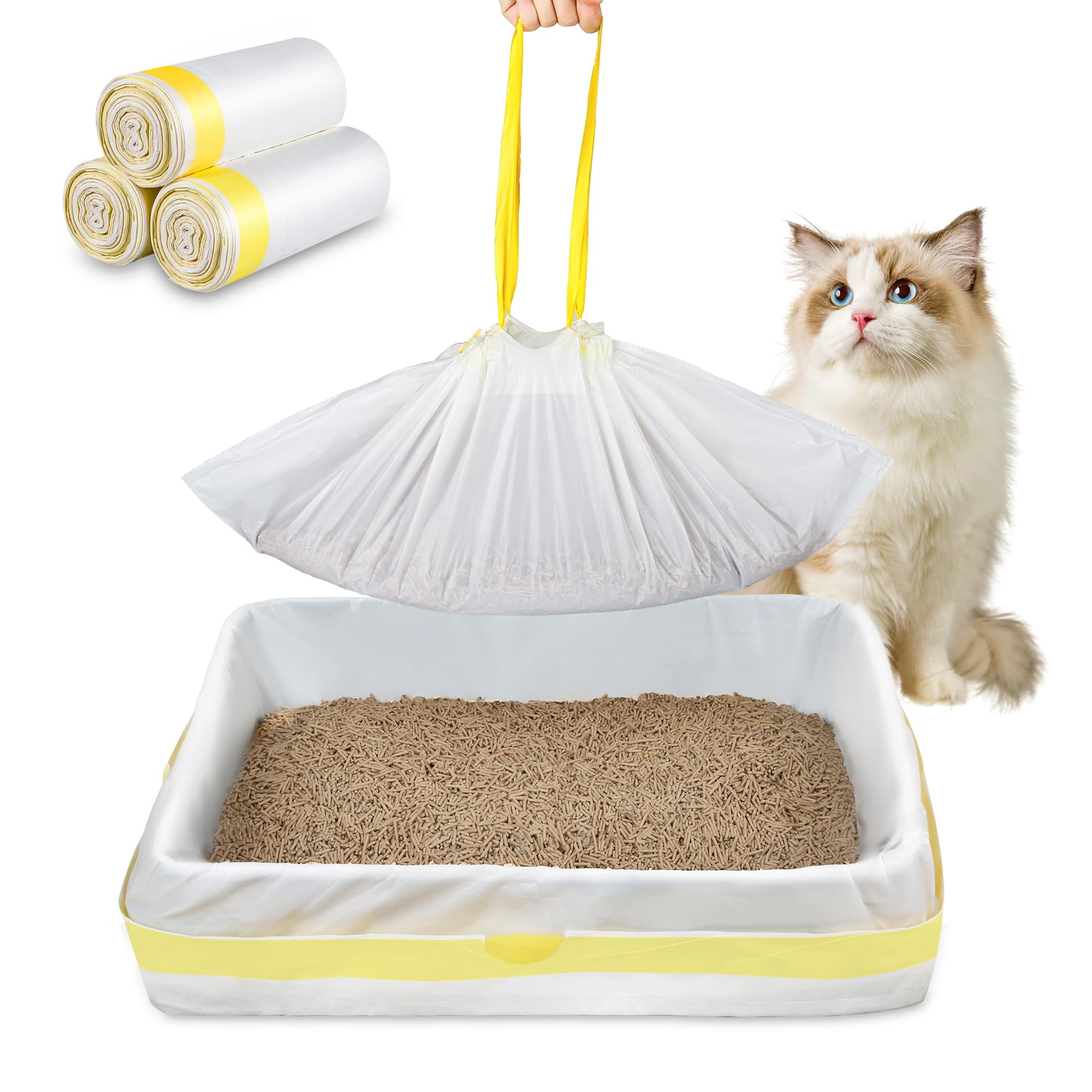 Jumbo Cat Litter Box Liners 37" x 18",30 Count Jumbo Extra Thick With 3 ...