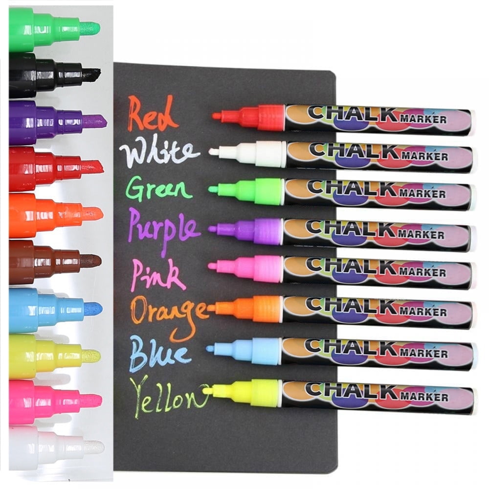 Jumbo Chalk Window Markers for Cars Glass Washable - 8 Colors Liquid ...