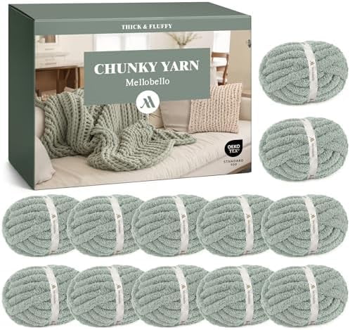 Jumbo Chenille Chunky Yarn for Crocheting - Super Bulky Fluffy Chunky ...