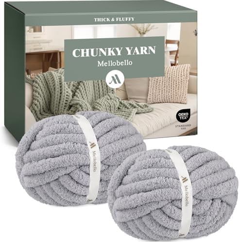Jumbo Chenille Chunky Yarn for Crocheting - Super Bulky Fluffy Chunky ...