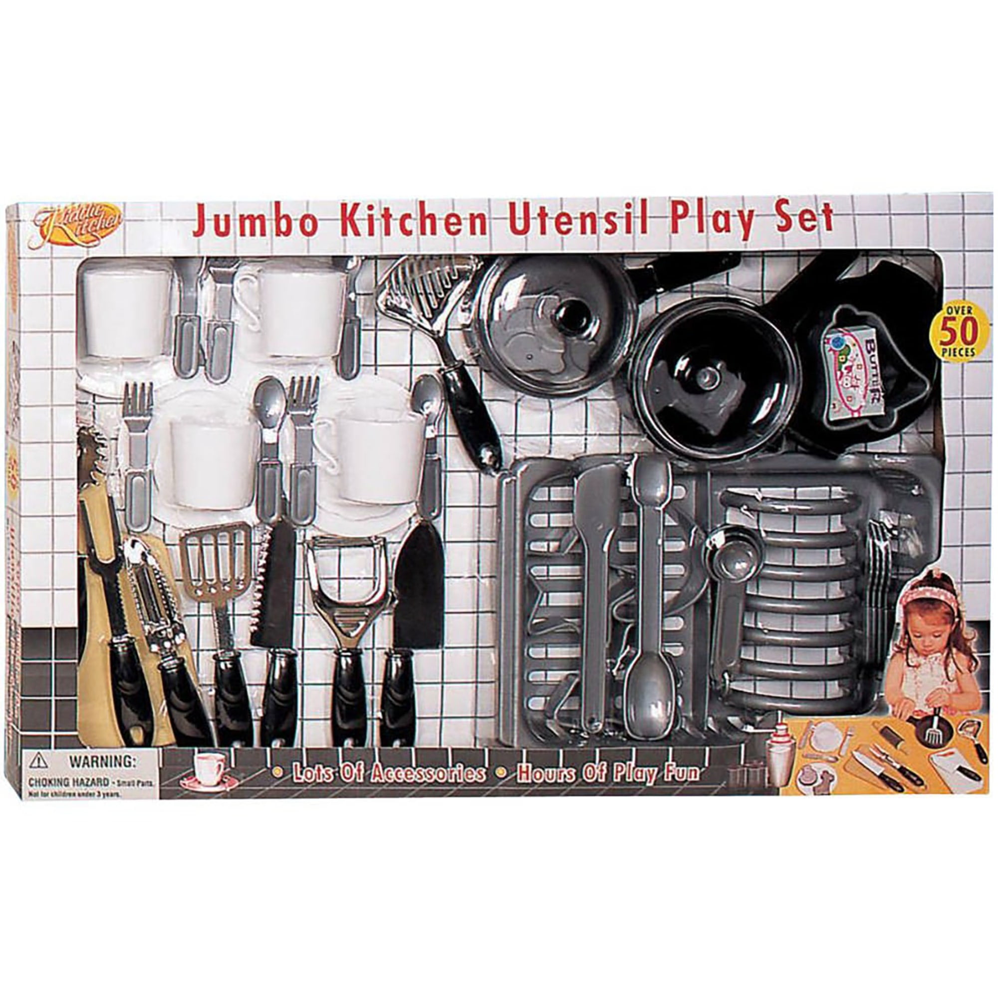 Jumbo Children's Pretend Kitchen Utensil Playset, 51 Pieces - Walmart.com